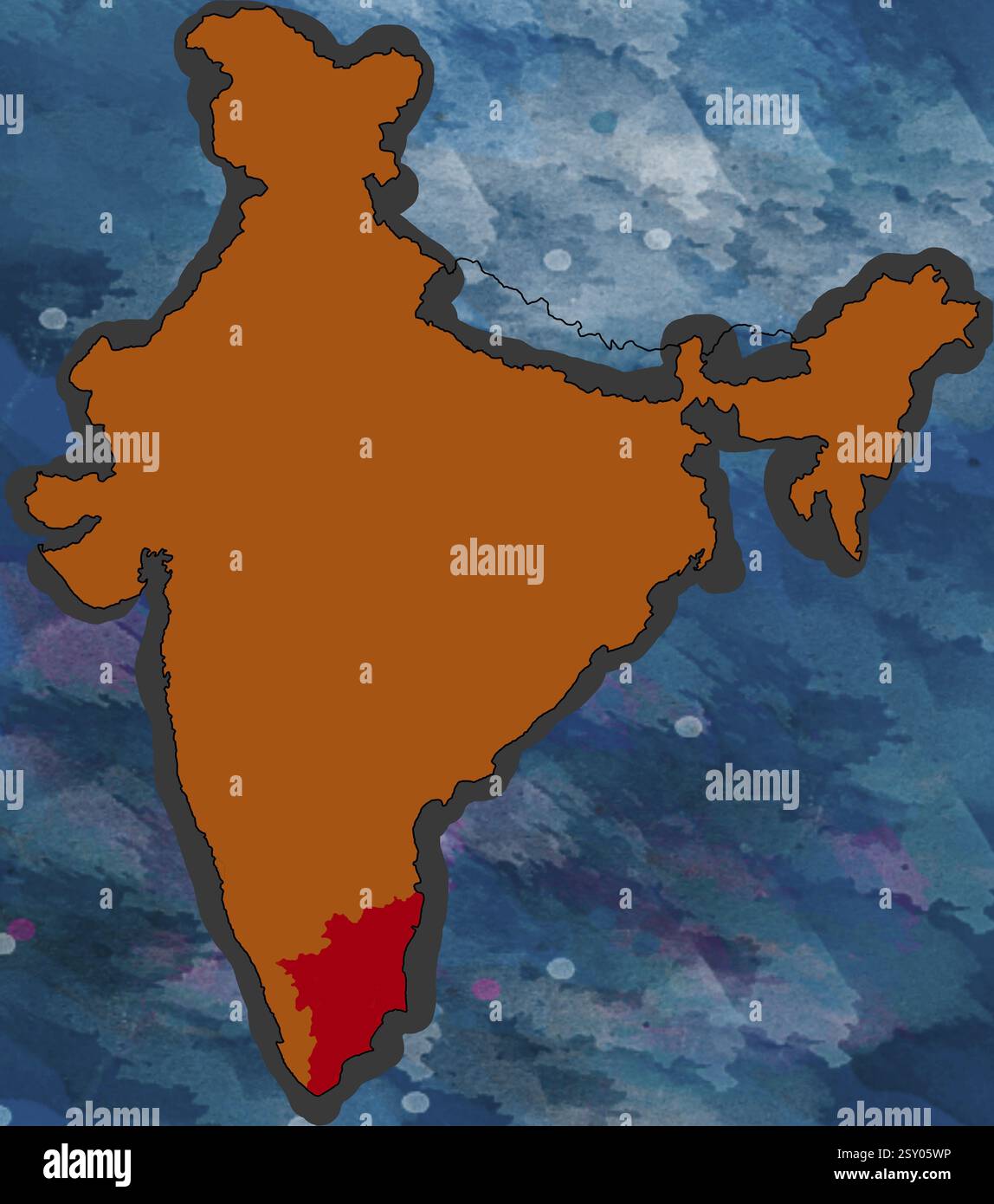 Illustration, tamil nadu location map, india, asia Stock Photo - Alamy
