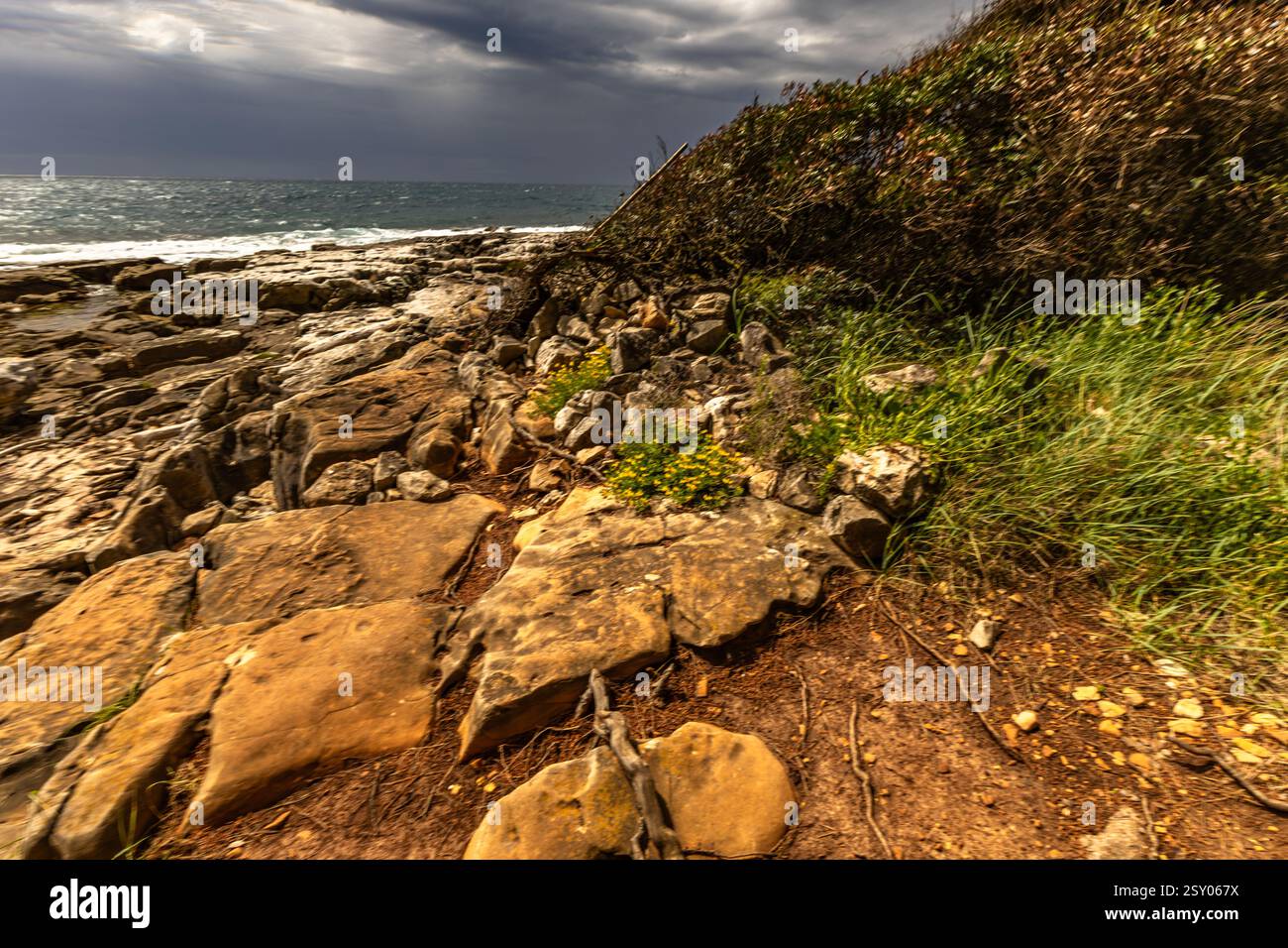 Wild beaches without people, a moment before the storm and storm on the ...