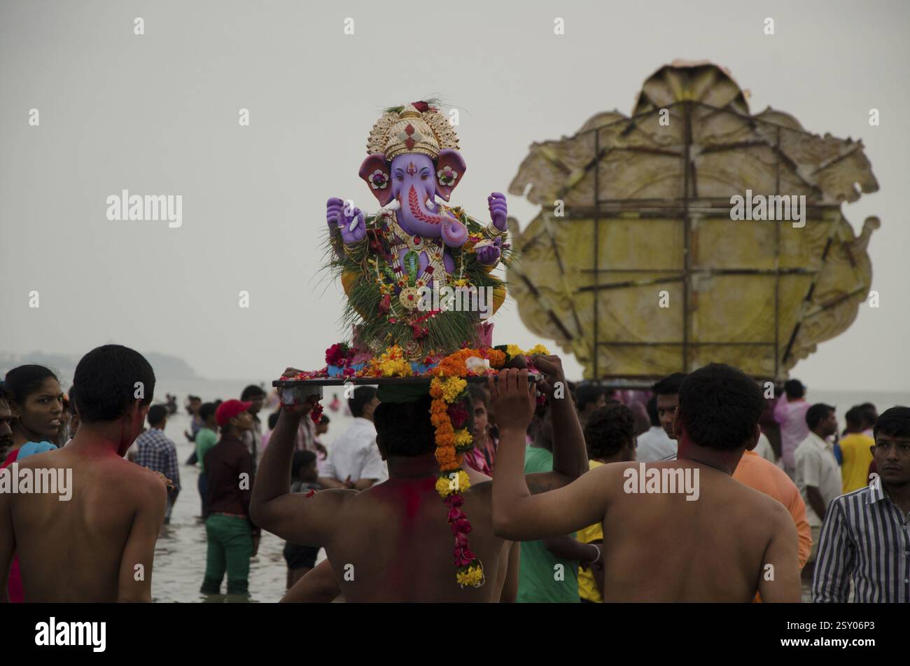 People Carrying Idol of Ganpati for Immersion in Sea at Girgaon ...
