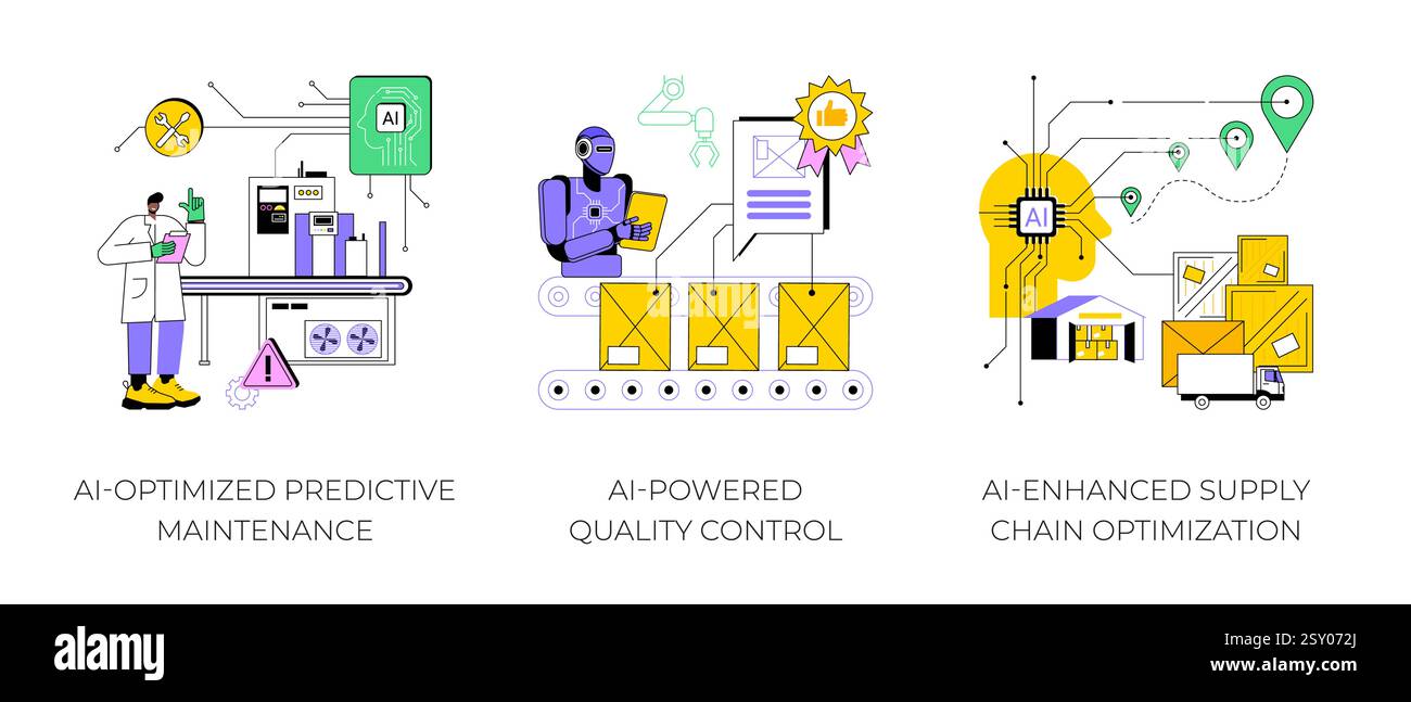 AI in Manufacturing abstract concept vector illustrations Stock Vector ...