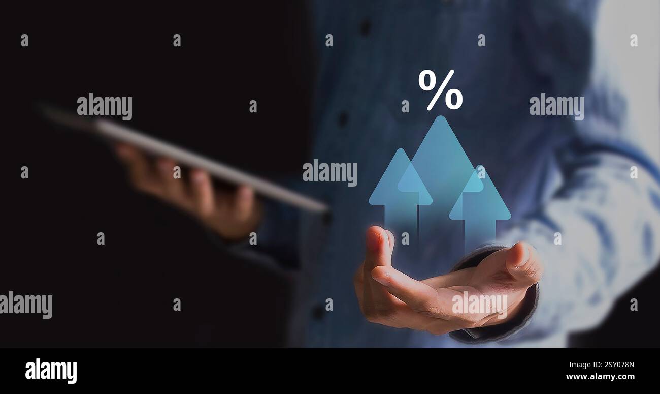 Interest rates and dividends, business development with percentage ...