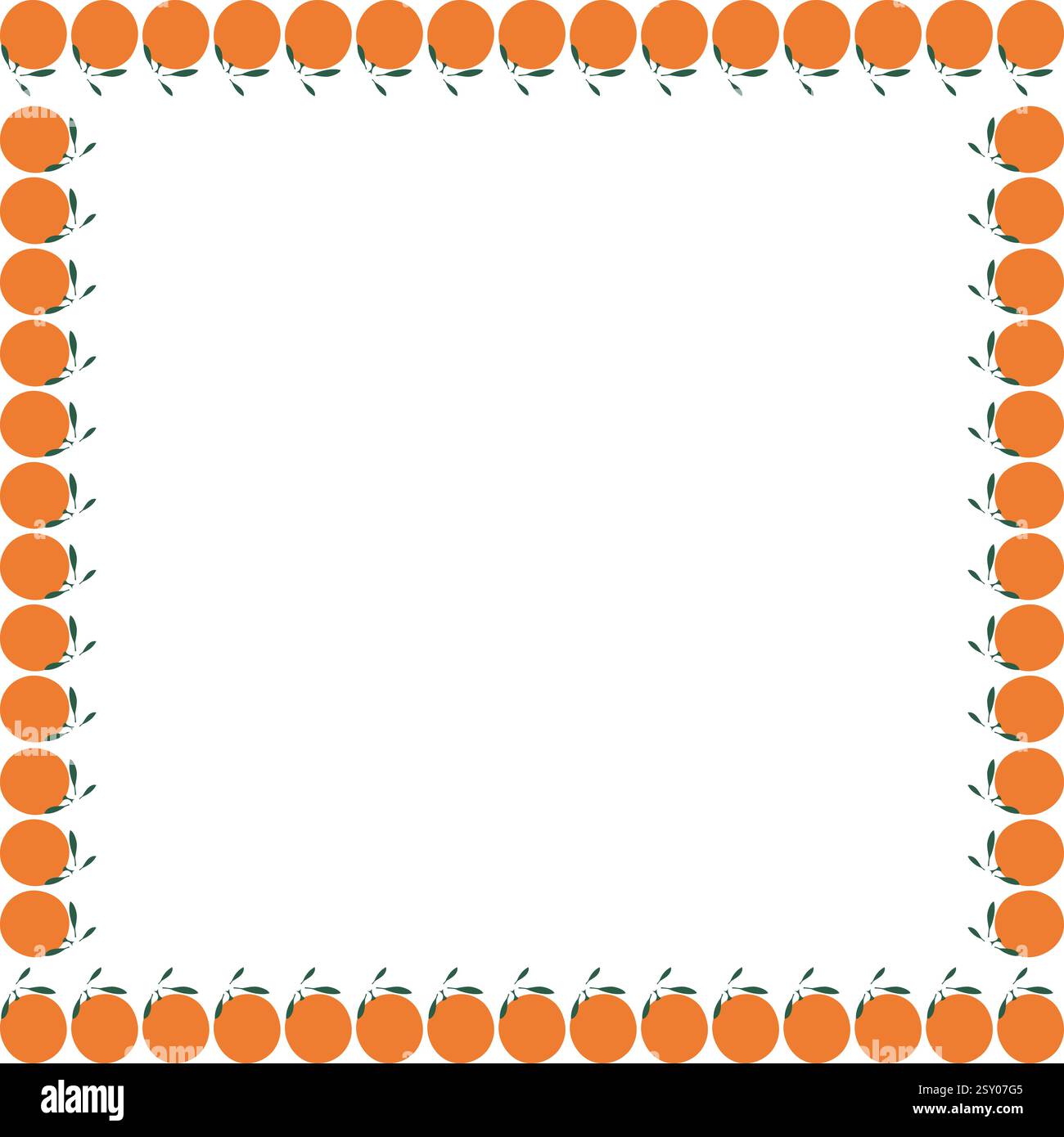Square fruit frame. Tangerine oranges simple sweet fruits vector border ...