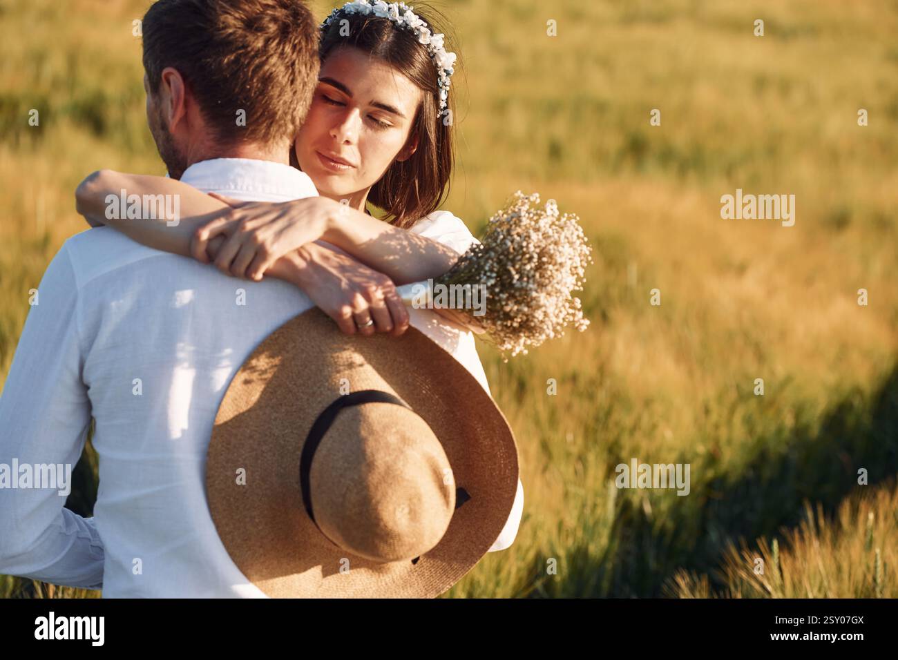 Enjoying the walk. Couple just married. Together on the majestic ...