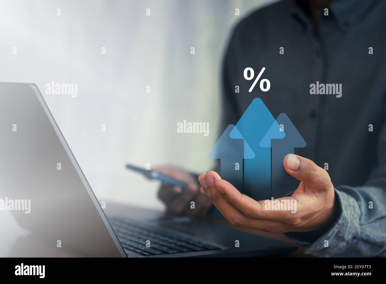Interest rates and dividends, business development with percentage ...