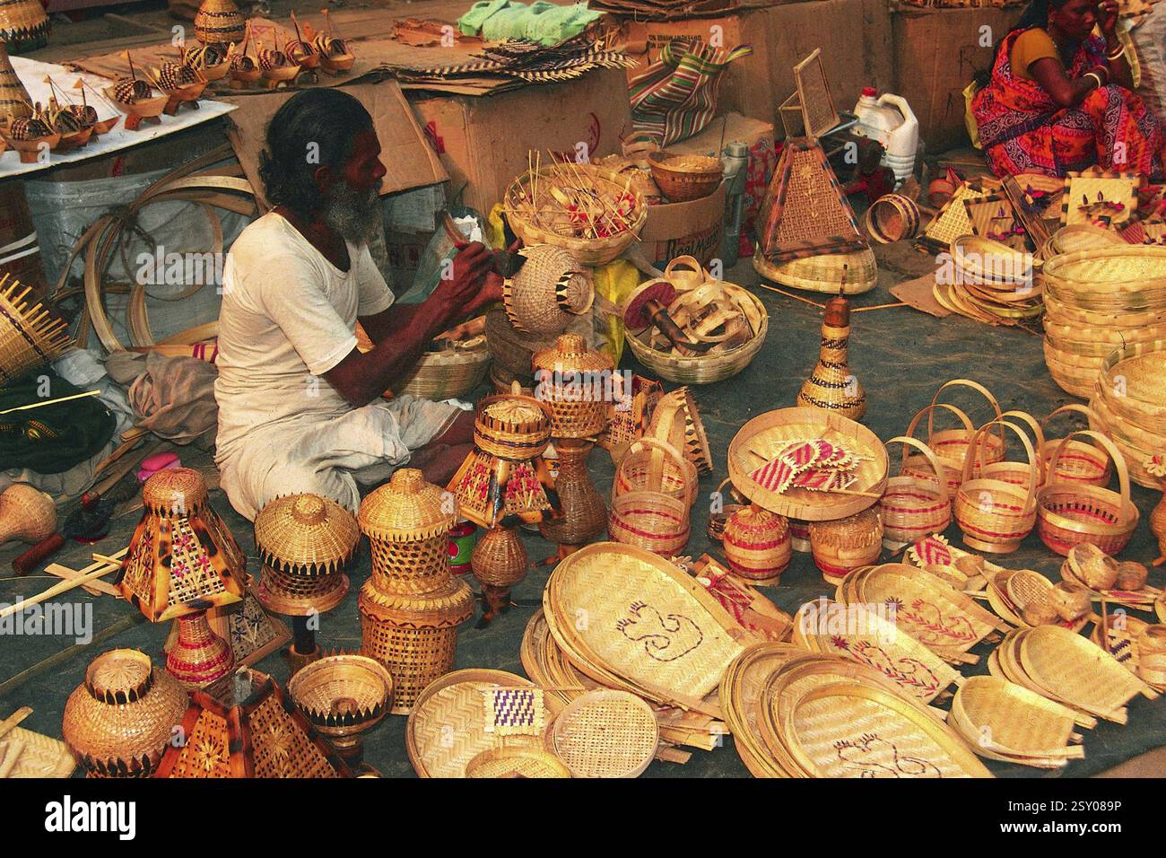 Man making cane handicraft, kolkata, west bengal, india, asia Stock ...