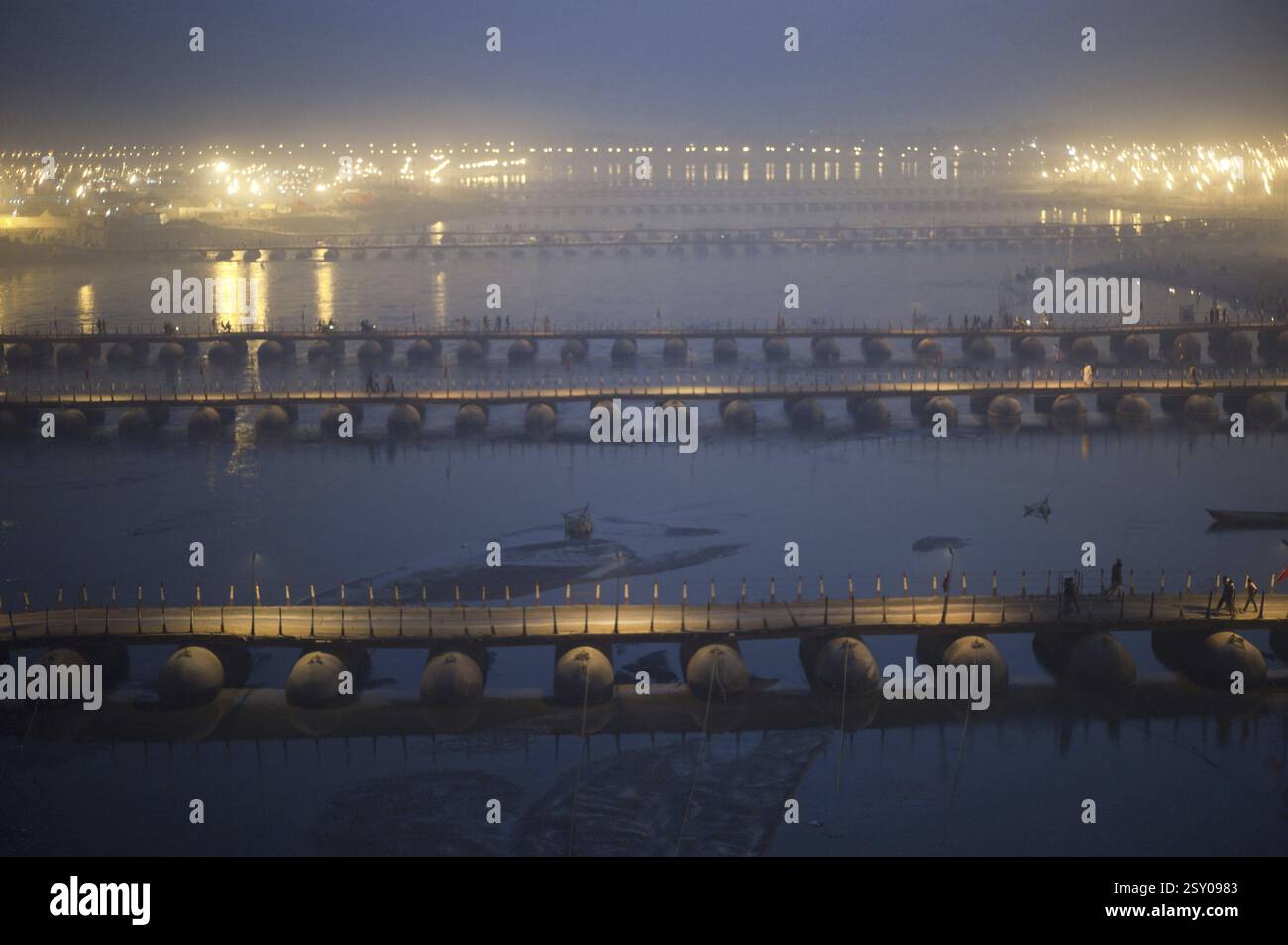 Pontoon Bridges near Triveni Sangam at uttar pradesh India Stock Photo ...