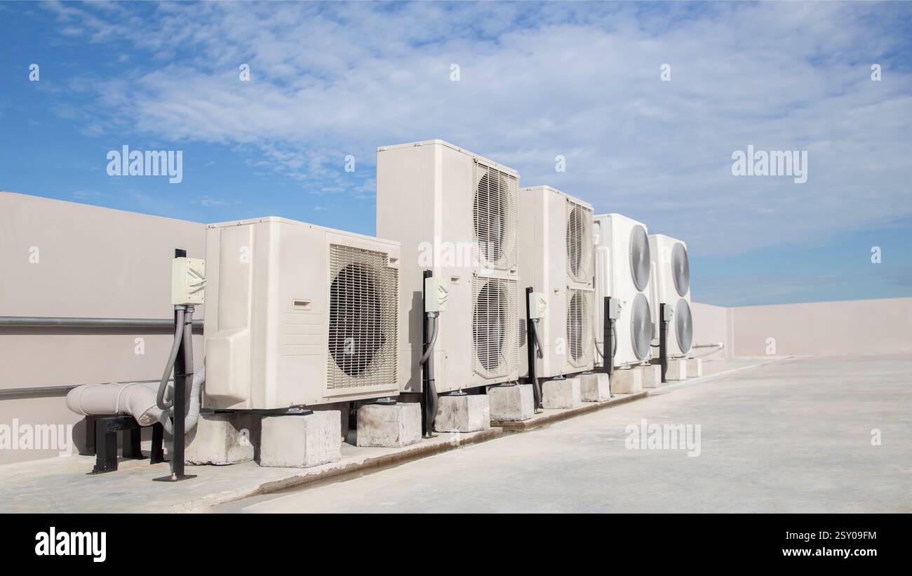 air conditioning and ventilation systems are installed on the roof of ...
