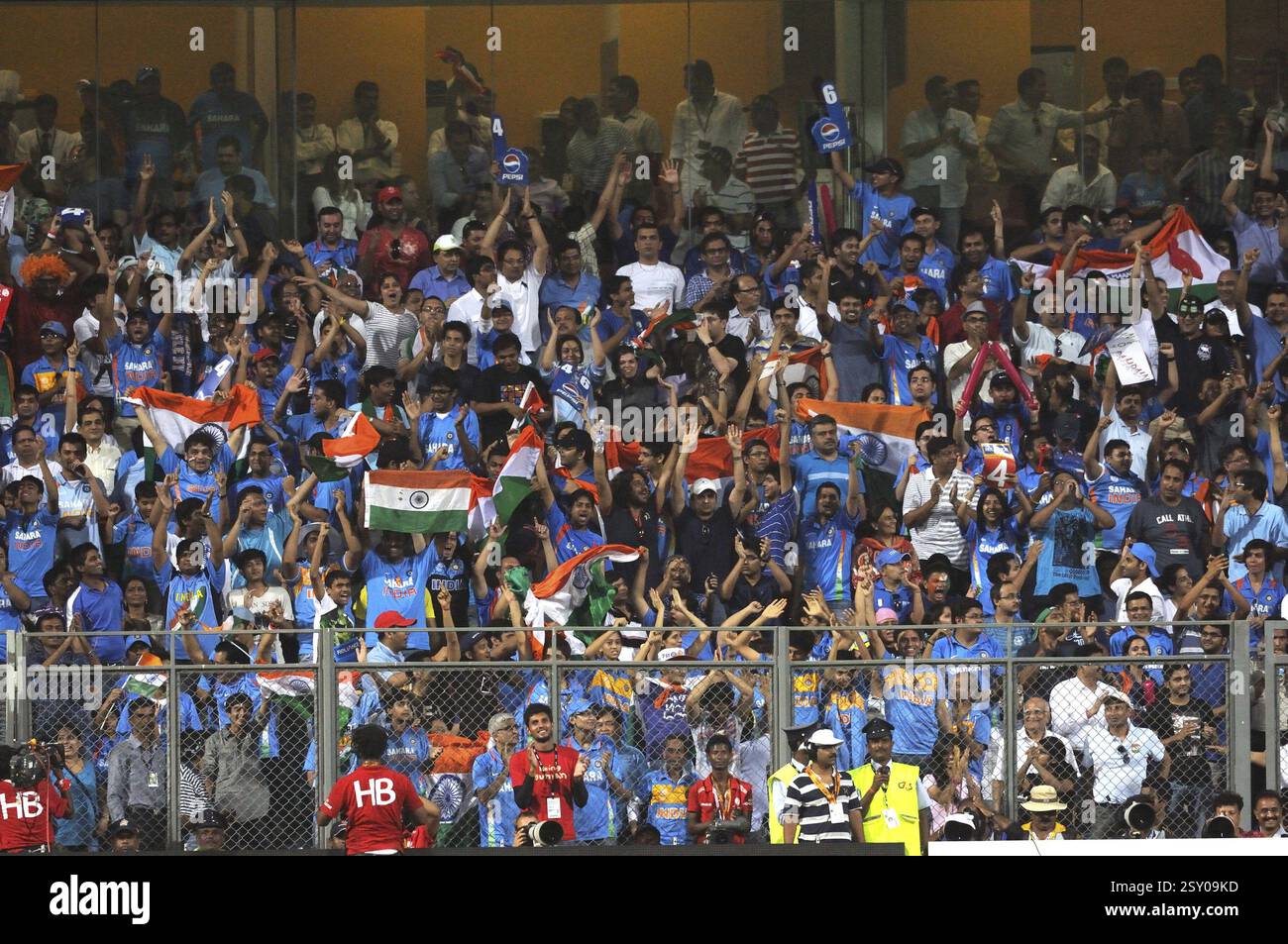 Indian fans wave national flags ICC Cricket World Cup finals Sri Lanka ...