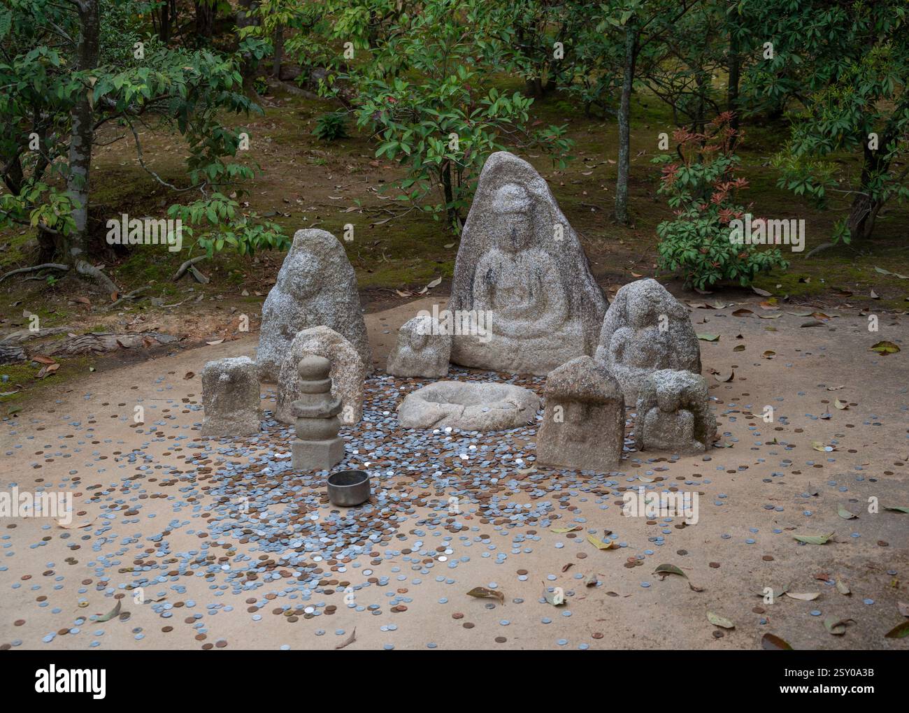 Monuments inside the Temple complex of Kinkaku-ji ('Temple of the ...
