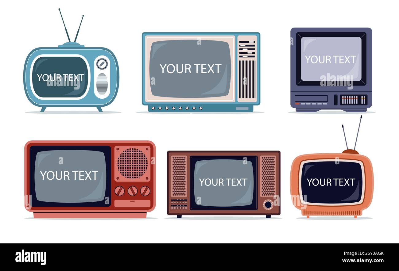 Set old televisions text hi-res stock photography and images - Alamy