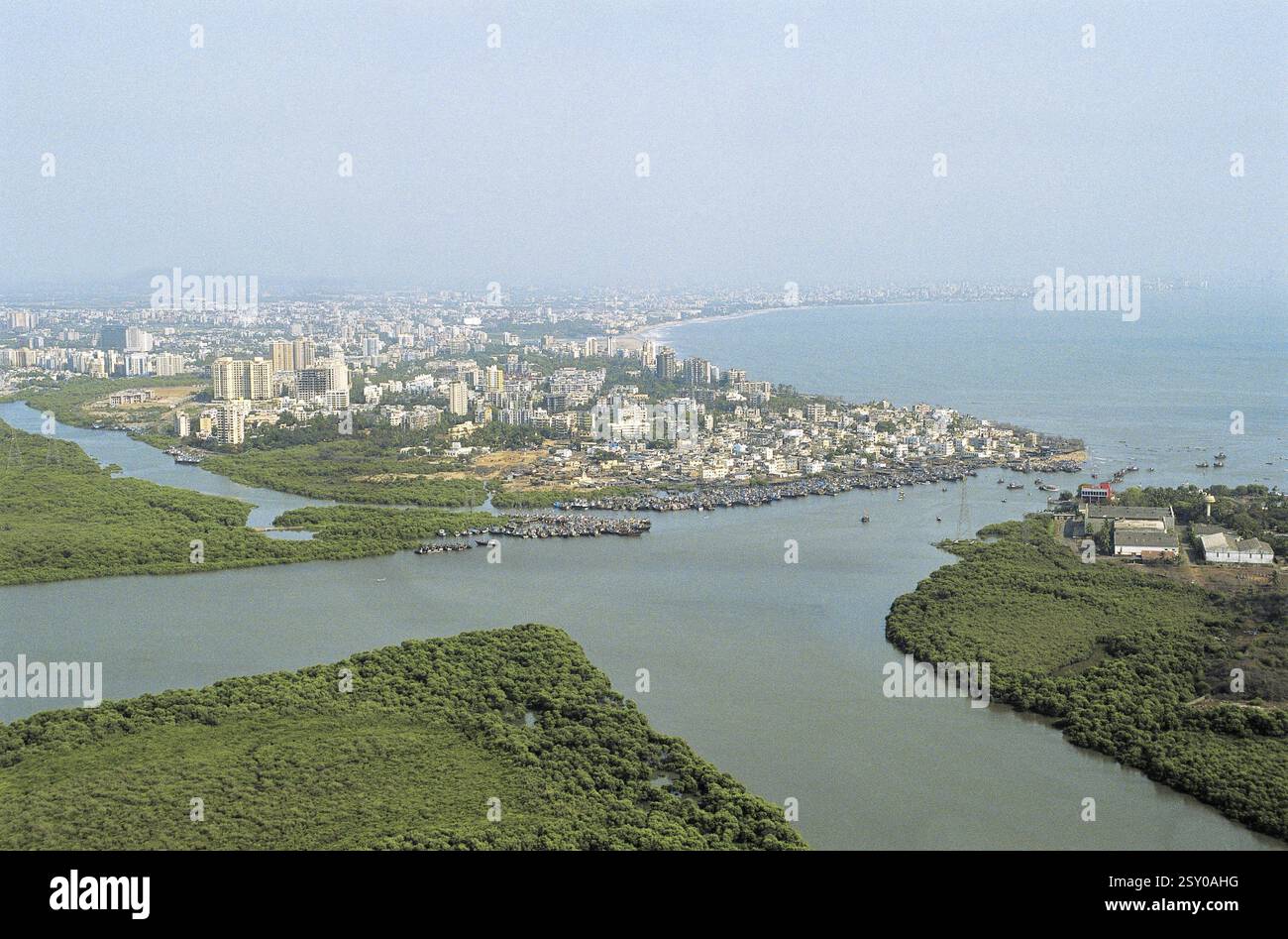 Aerial view of versova fishing village at mumbai maharashtra India ...