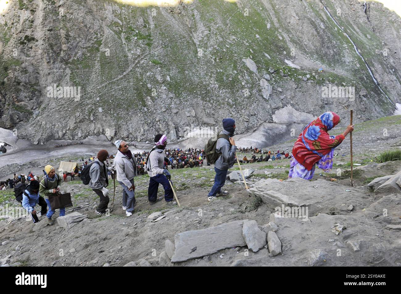Pilgrim sangam to holy cave, amarnath yatra, Jammu Kashmir, India, Asia Stock Photo - Alamy
