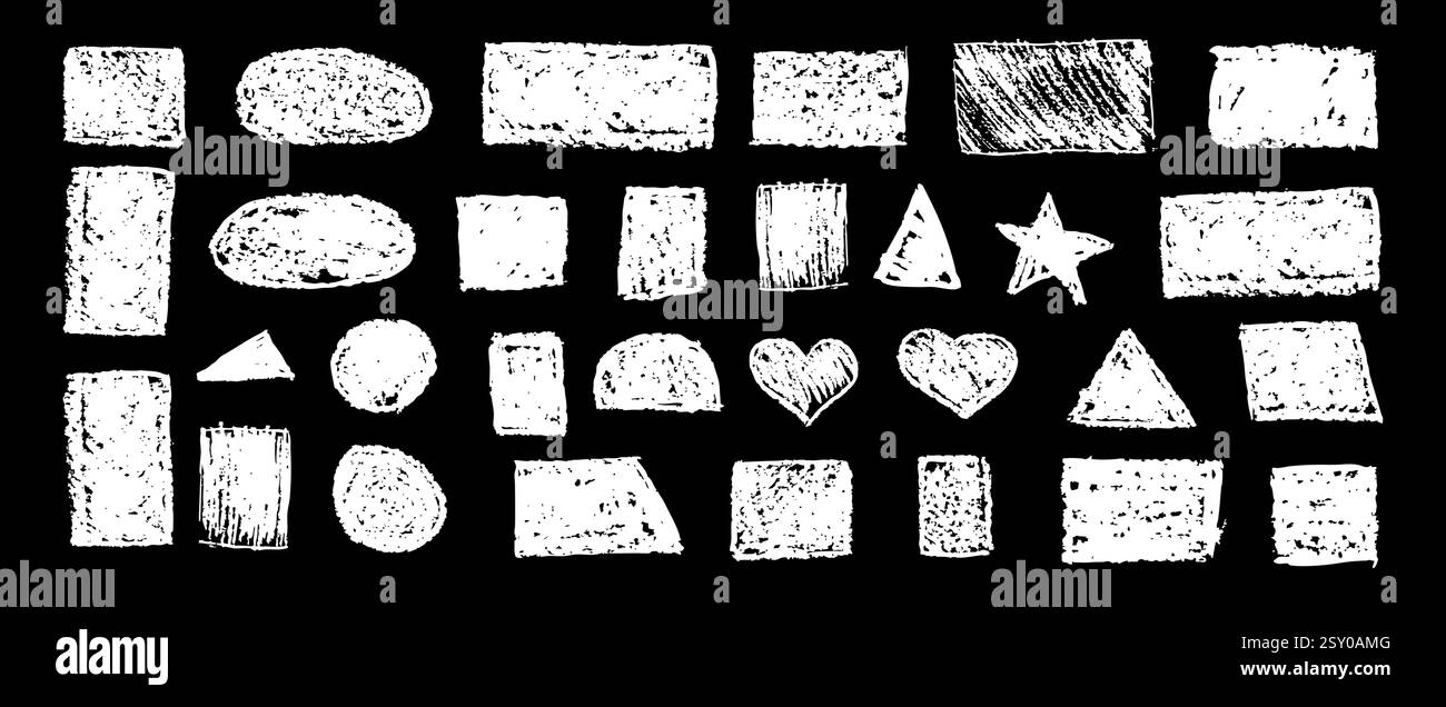 Set of abstract geometric basic shapes drawn with pastel white color or ...