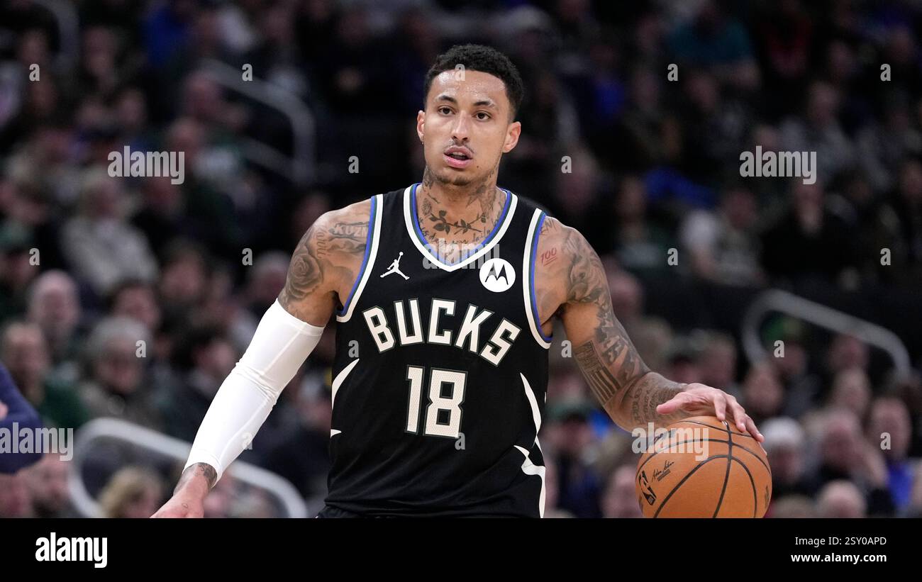Milwaukee Bucks' Kyle Kuzma during the first half of an NBA basketball ...
