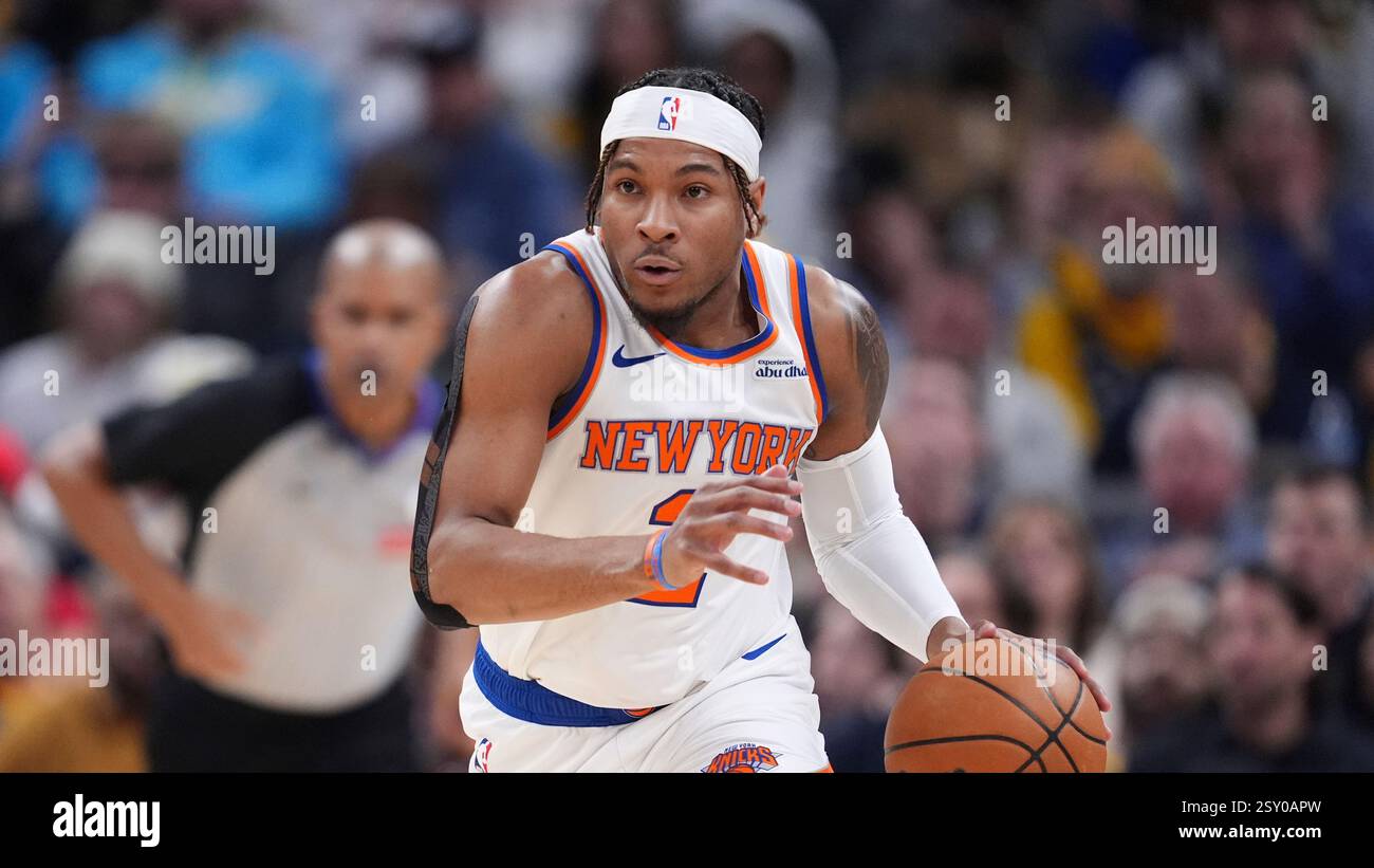New York Knicks guard Miles McBride (2) plays against the Indiana ...