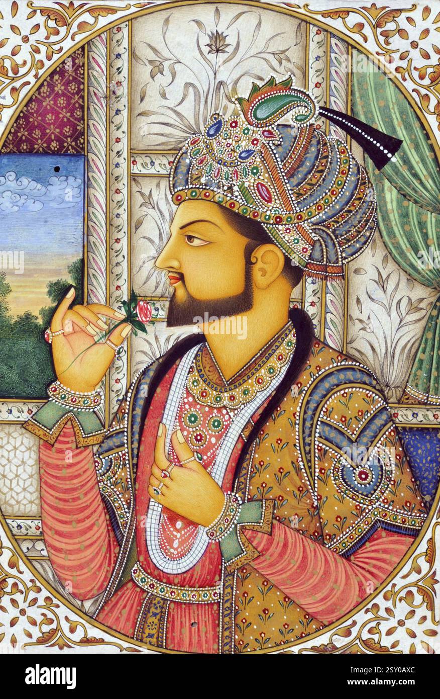 Miniature Painting Mughul Emperor Shah Jahan India Asia Stock Photo - Alamy