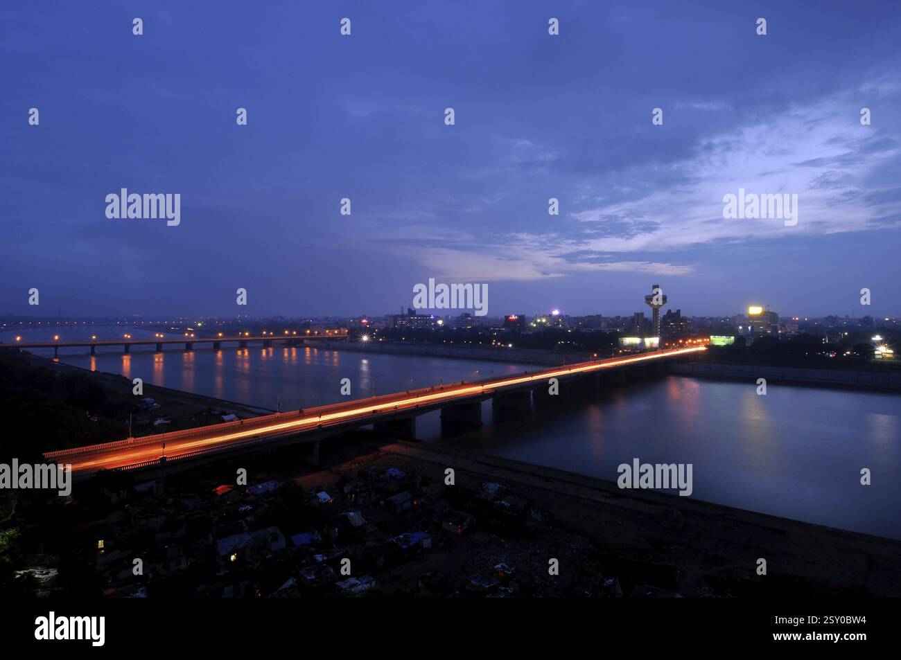 Hotel Patang on Nehru Bridge and Skyline by Night Sabarmati River ...