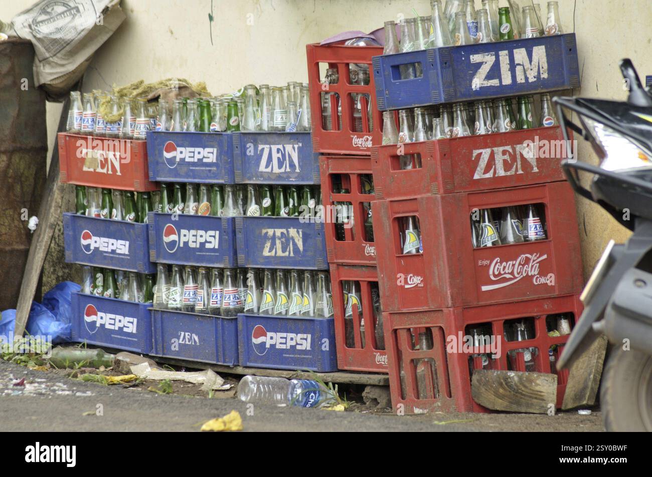 Empty cold drink bottles in Tiracol at Goa India Stock Photo - Alamy