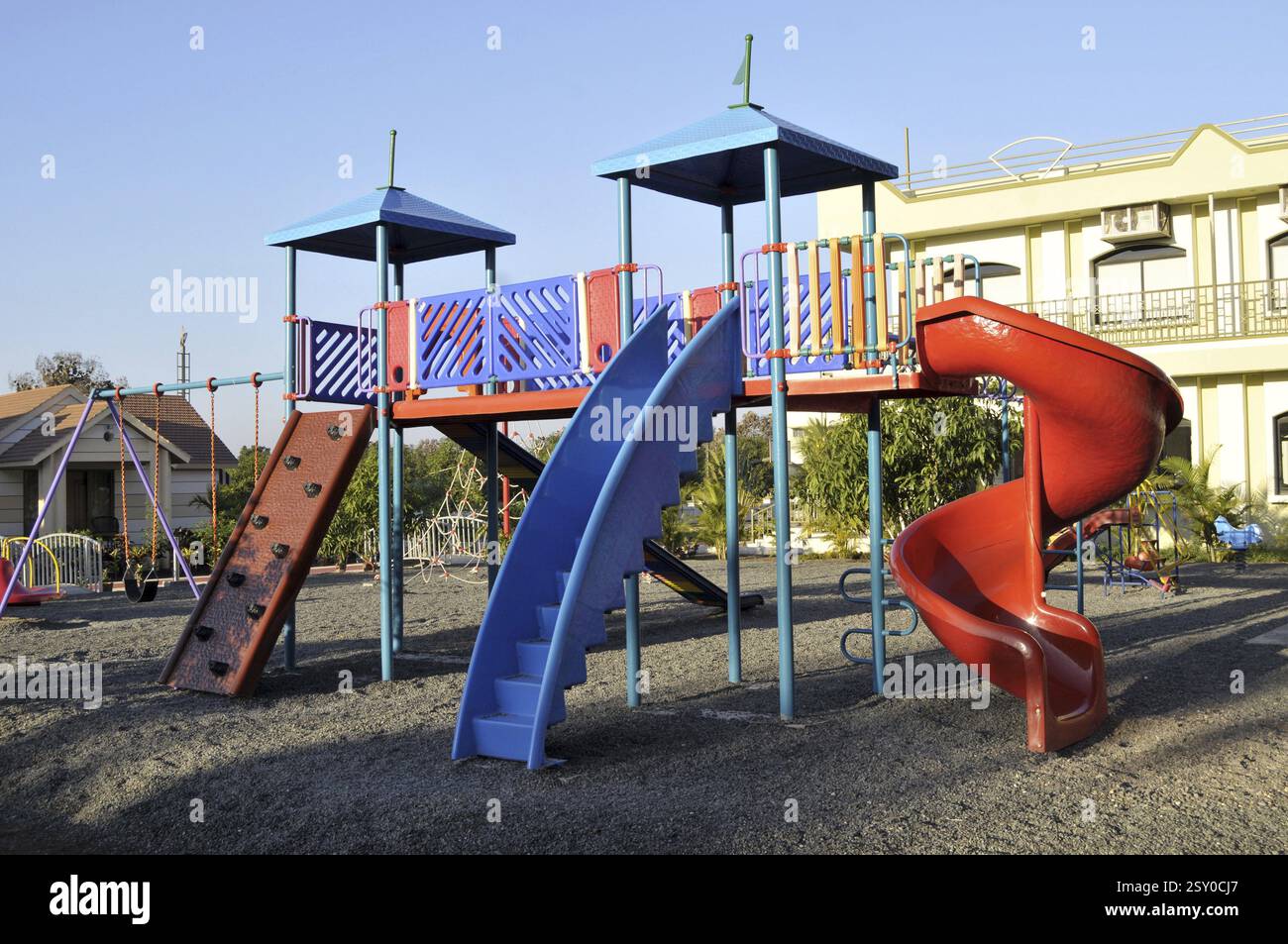 Slide in playground Gir at Gujarat India Stock Photo - Alamy