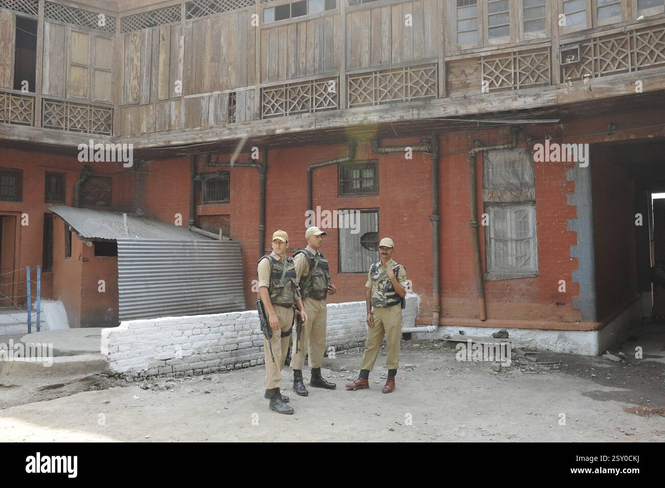 Police standing near building, Srinagar, jammu Kashmir, india, asia ...