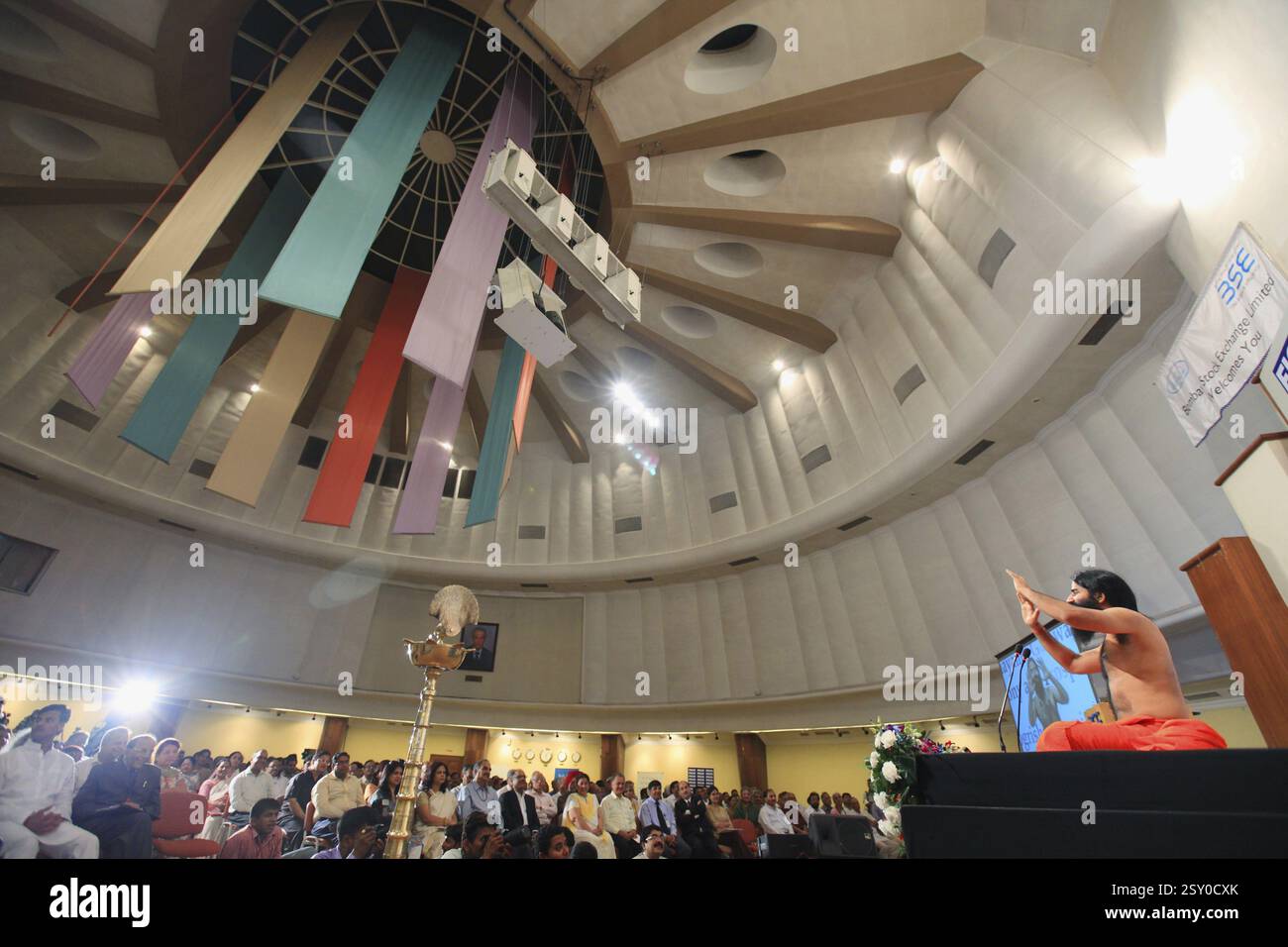 Yoga guru baba ramdev demonstrate pranayam techniques, Bombay, Mumbai ...