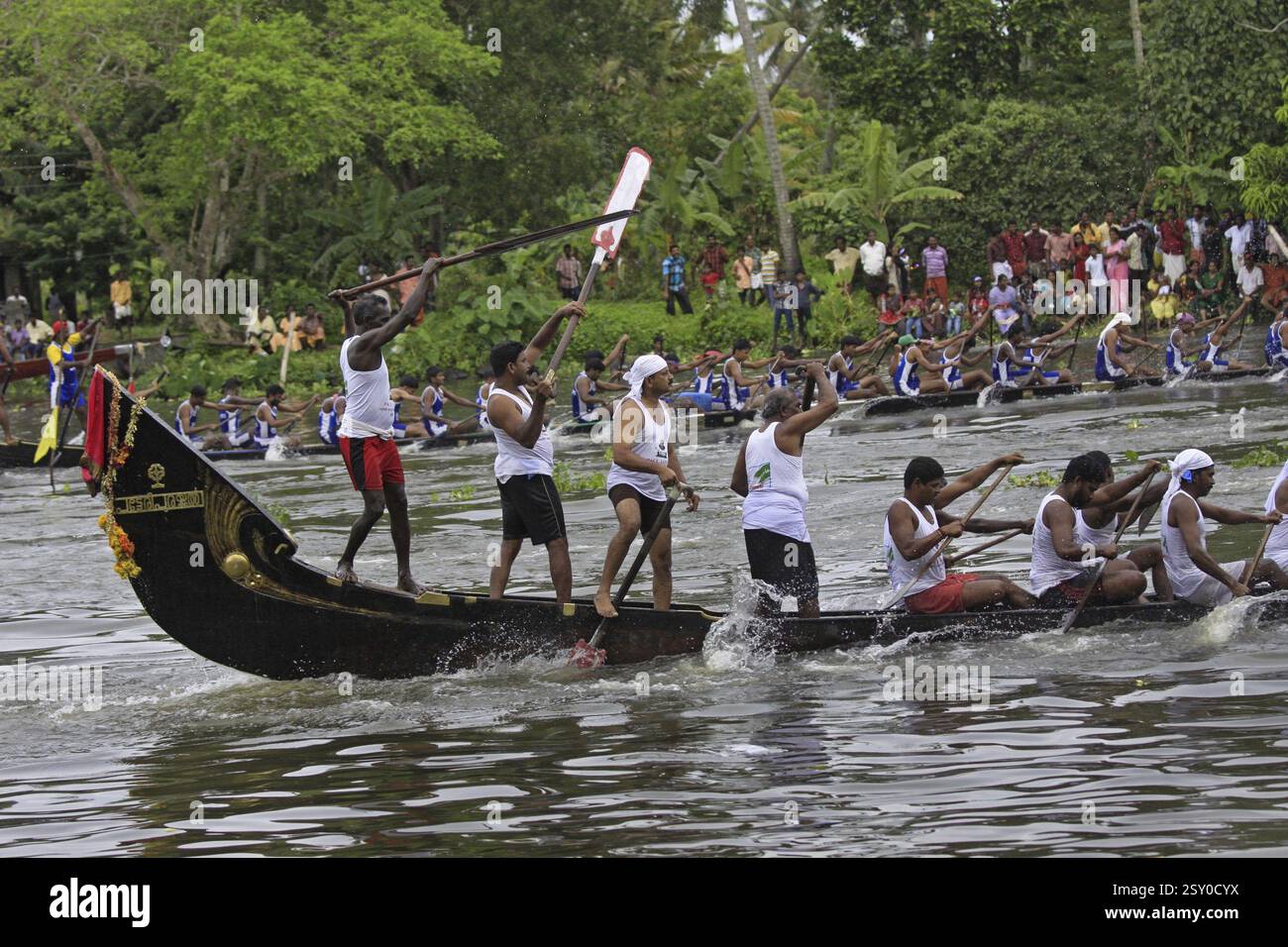 Snake boats Racing in Punnamada Lake at Alleppey Kerala India Stock ...