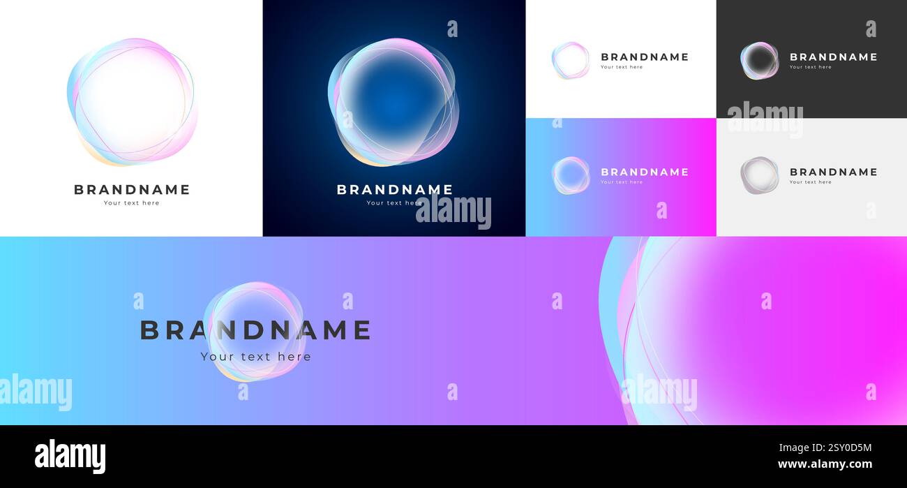 Fluid bubble AI logo set. Abstract amorphous gradient transparency ...