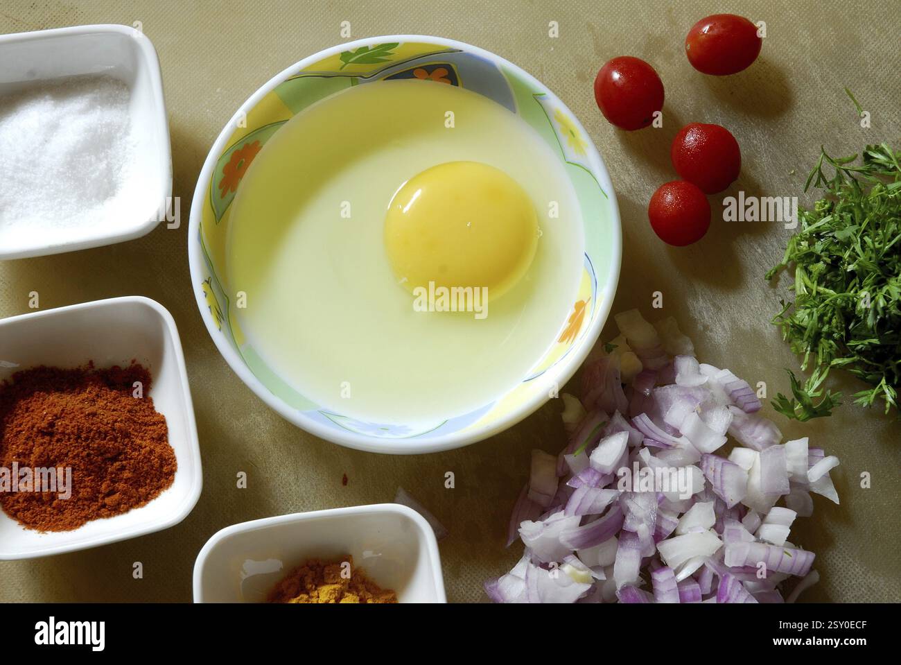 Indian Food Egg omelette preparation India Stock Photo - Alamy