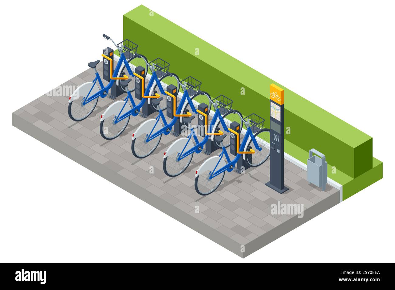 Bike rental. An isometric, vector illustration of a bicycle-sharing ...