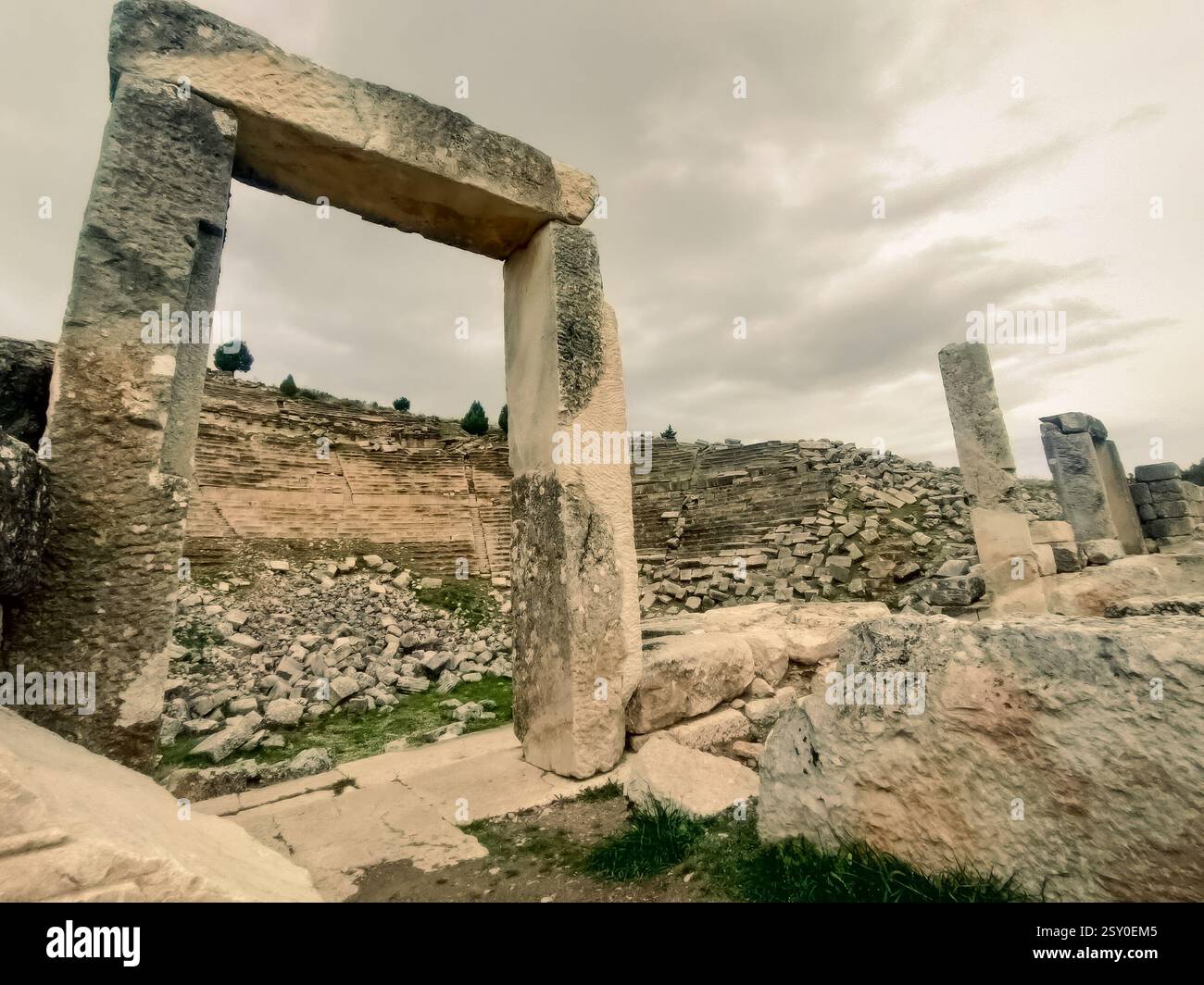 Ancient theatre in the ancient Greek-Roman city of Cibyra in Burdur ...