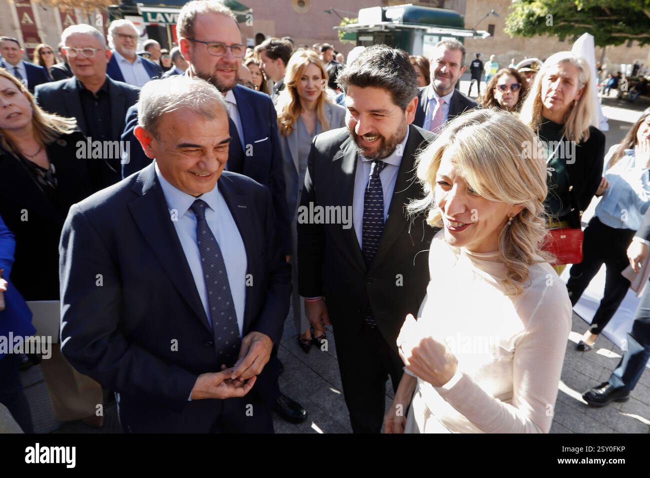 The President of the Region of Murcia, Fernando López Miras (c), and ...