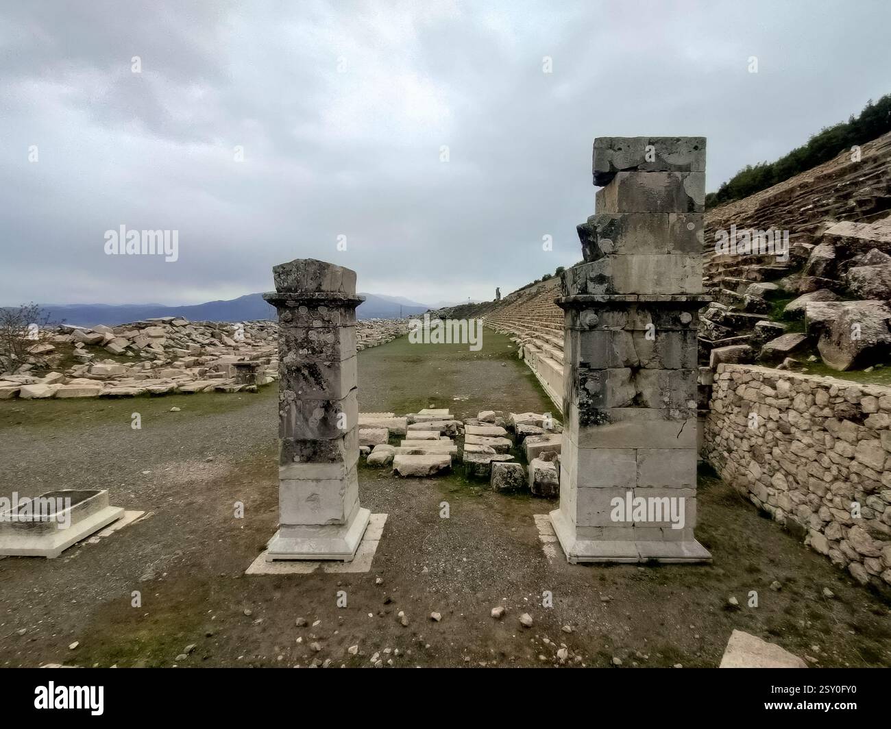 Ancient stadium in the ancient Greek Roman city of Cibyra in Burdur ...