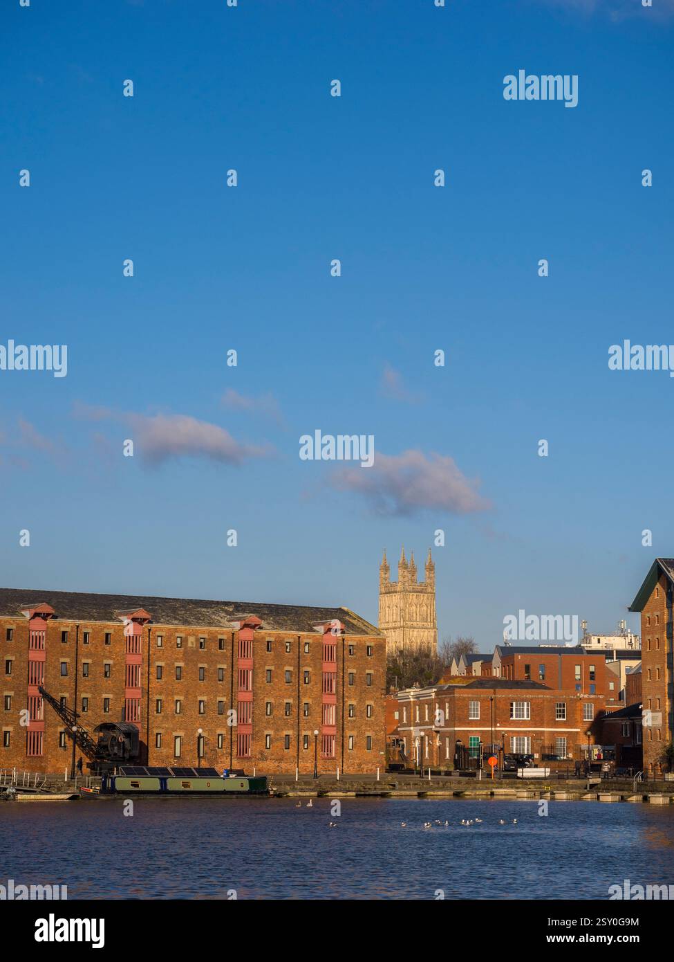 Landscape of Gloucester Docks, with Gloucester Cathedral, Gloucester ...