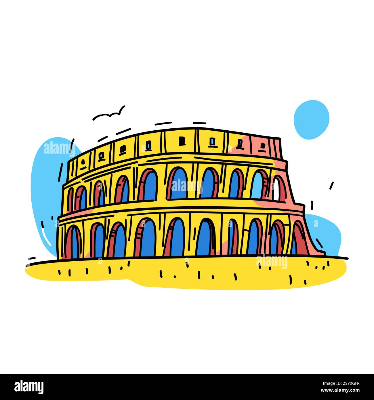 Simple minimalist drawing of Colloseum. Colosseum illustration in an ...