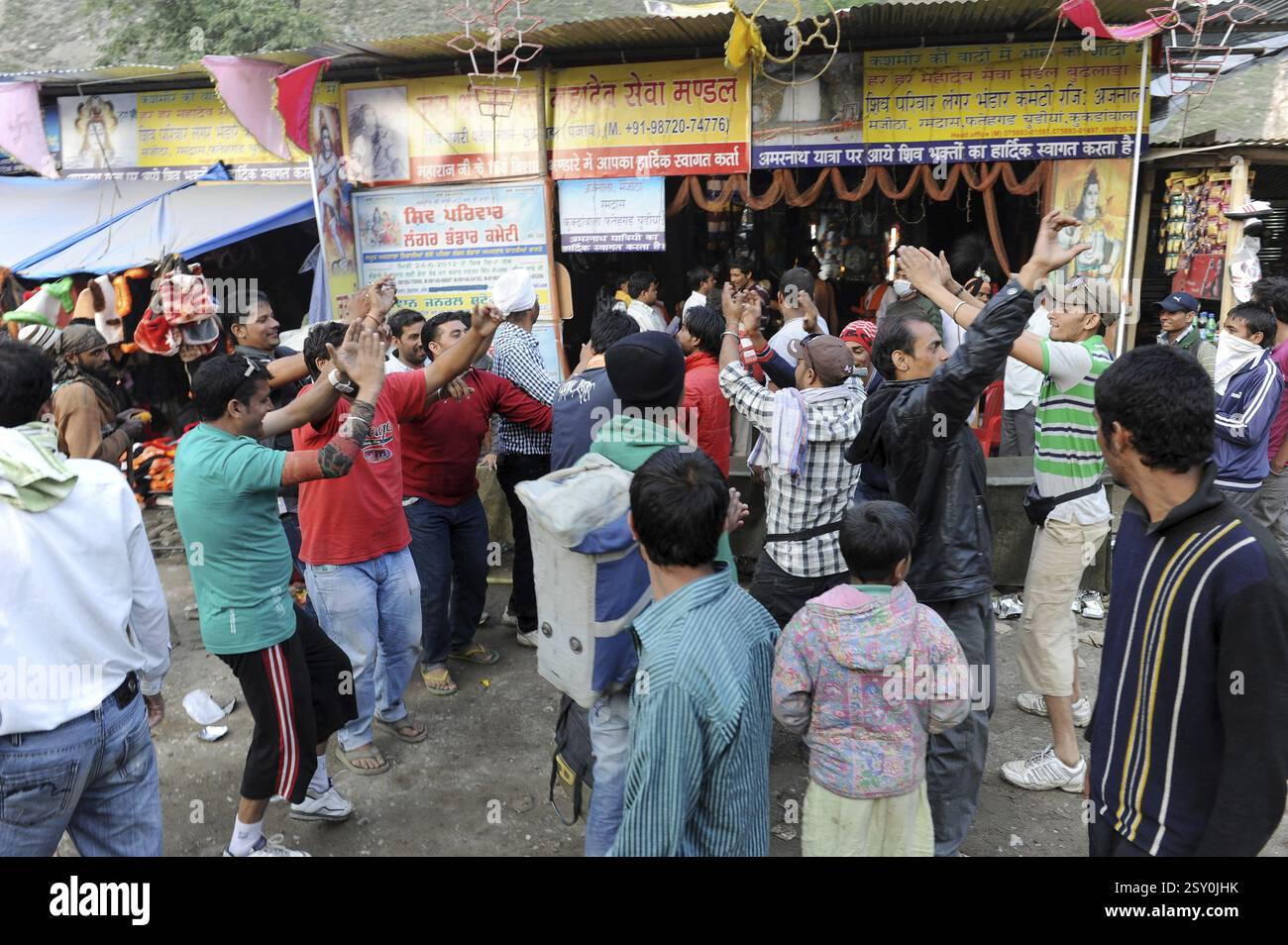 Pilgrim dancing during amarnath yatra, Jammu Kashmir, India, Asia Stock ...