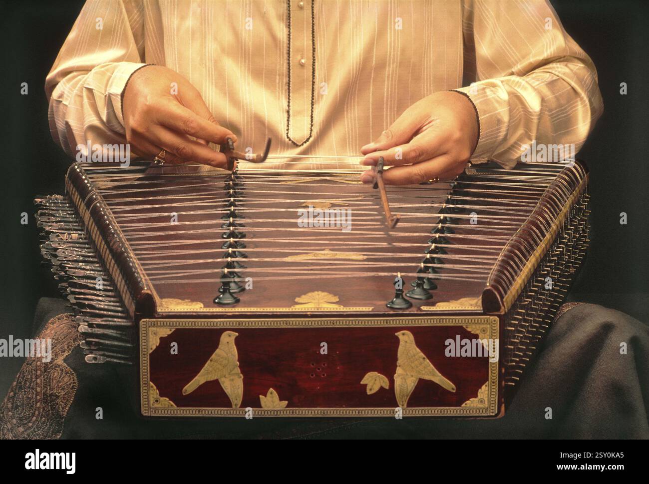 Man playing musical instrument santoor India Stock Photo - Alamy