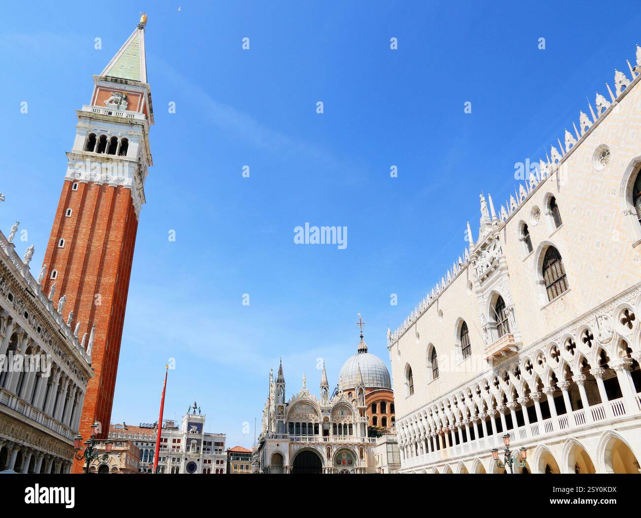 The Saint Mark's campanile, on the square of the same name, opposite ...