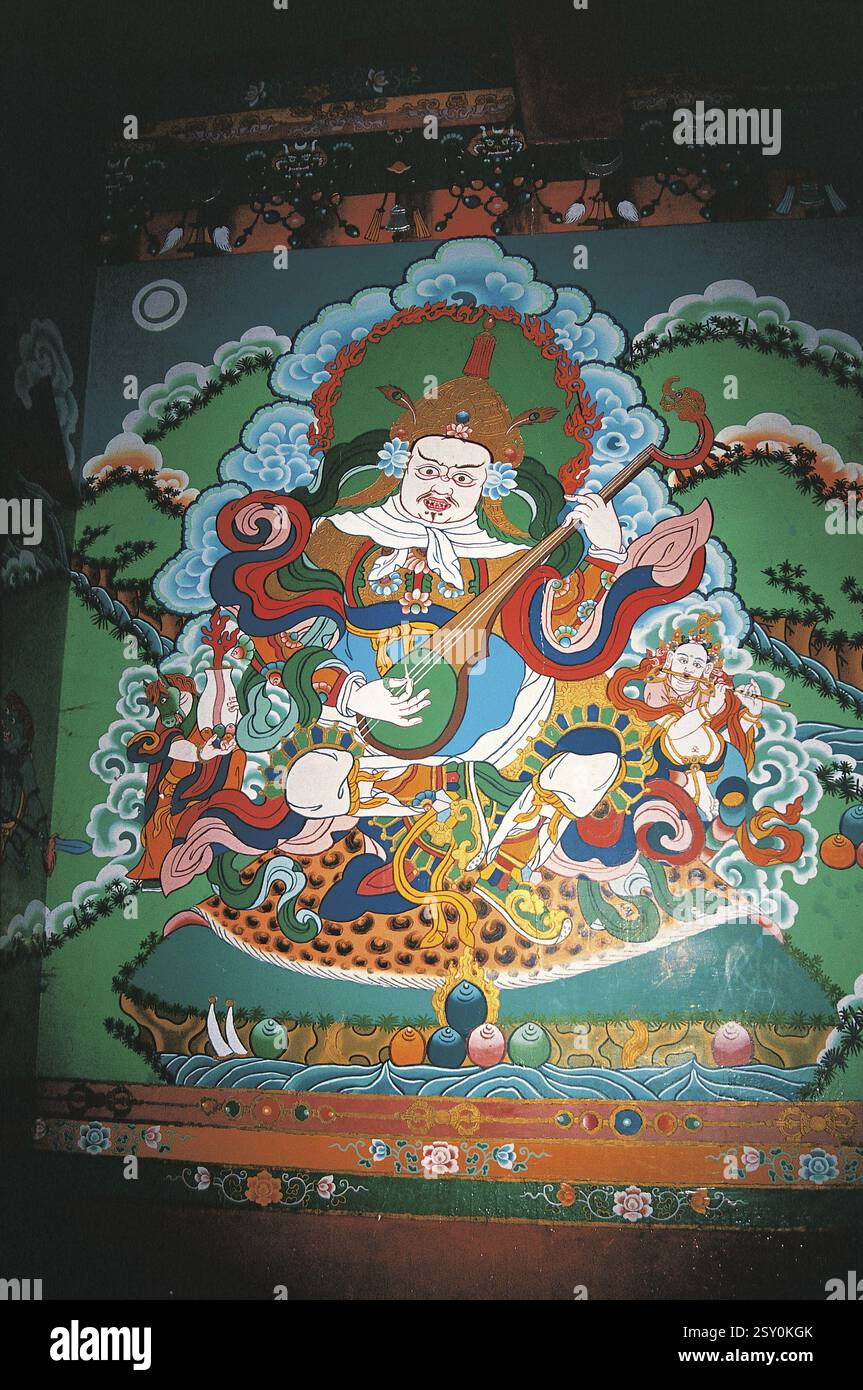 Wall painting buddhist monastery, sikkim, india, asia Stock Photo - Alamy