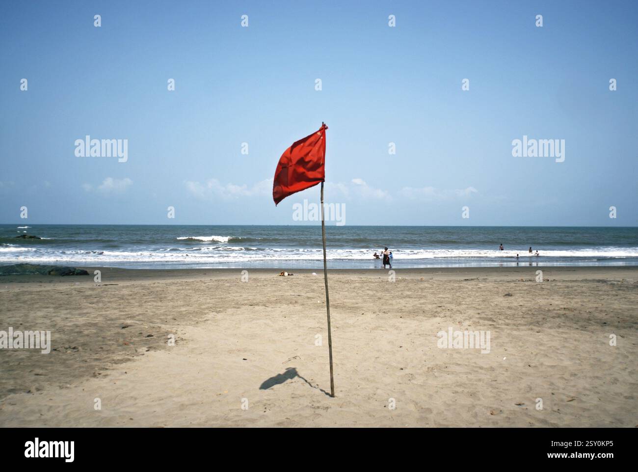 Red flag at anjuna beach, Goa, India 8-May-2008 Stock Photo - Alamy