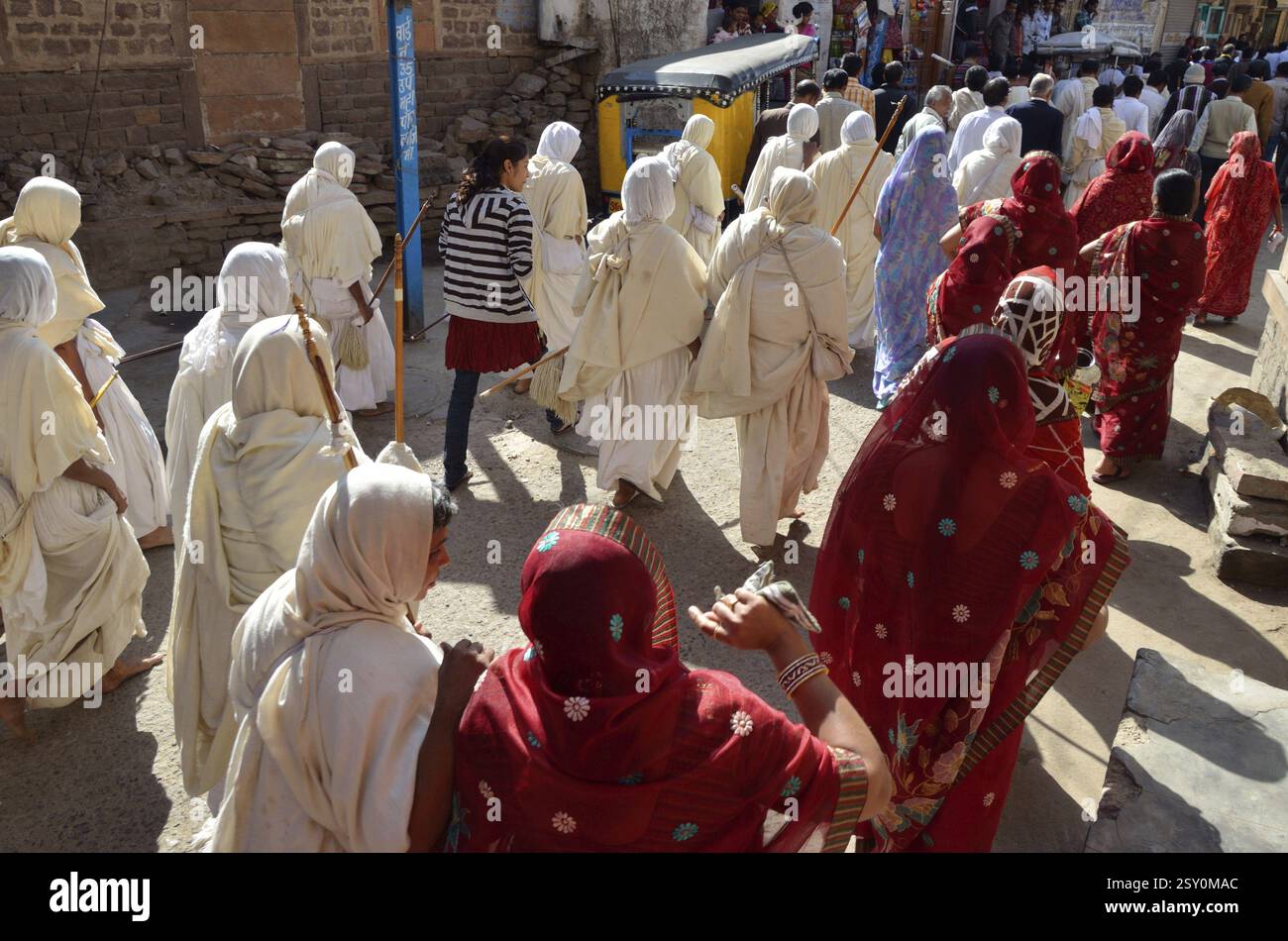 Jain monks with household women Jodhpur Rajasthan India Asia Stock ...