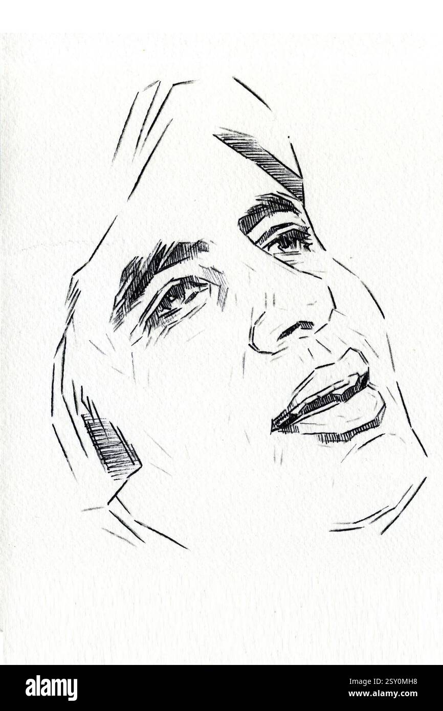 Indian bollywood actor, amitabh bachchan drawing, india, asia Stock ...