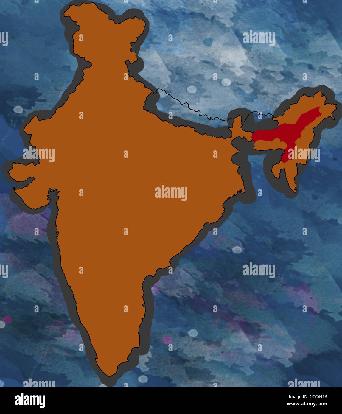 Illustration, assam location map of india, asia Stock Photo - Alamy