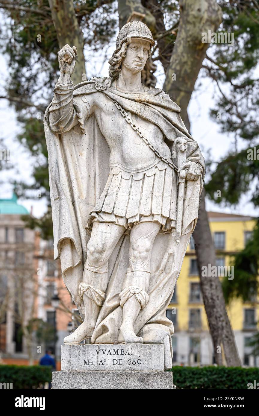 Ancient statue of Wamba in a public park, Madrid, Spain Stock Photo - Alamy