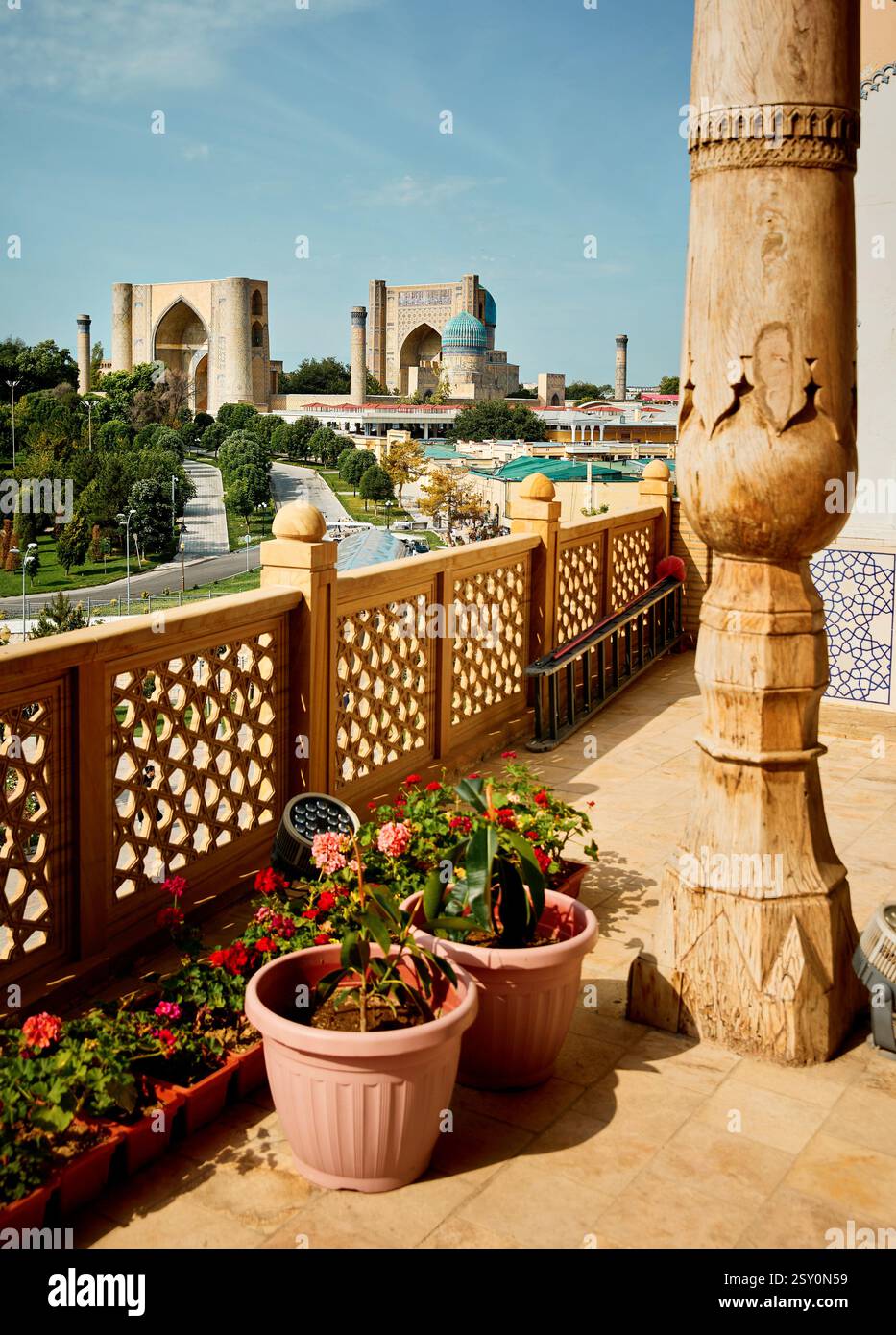 Bibi Khanum mosque complex view from Hazrat Khizr mosque in Samarkand ...