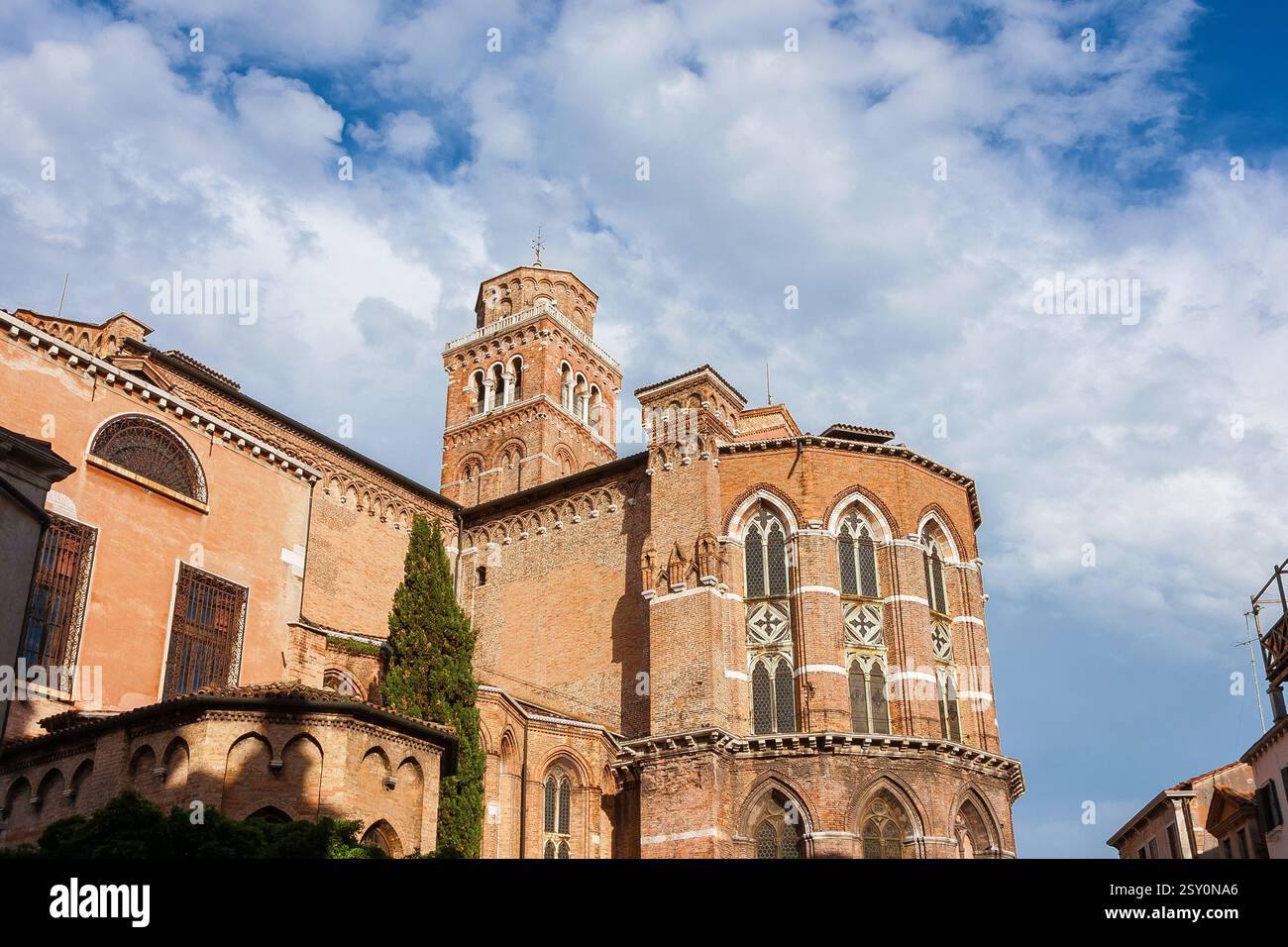 Beautiful Frari Basilica gothic apse and medieval bell tower in Venice ...