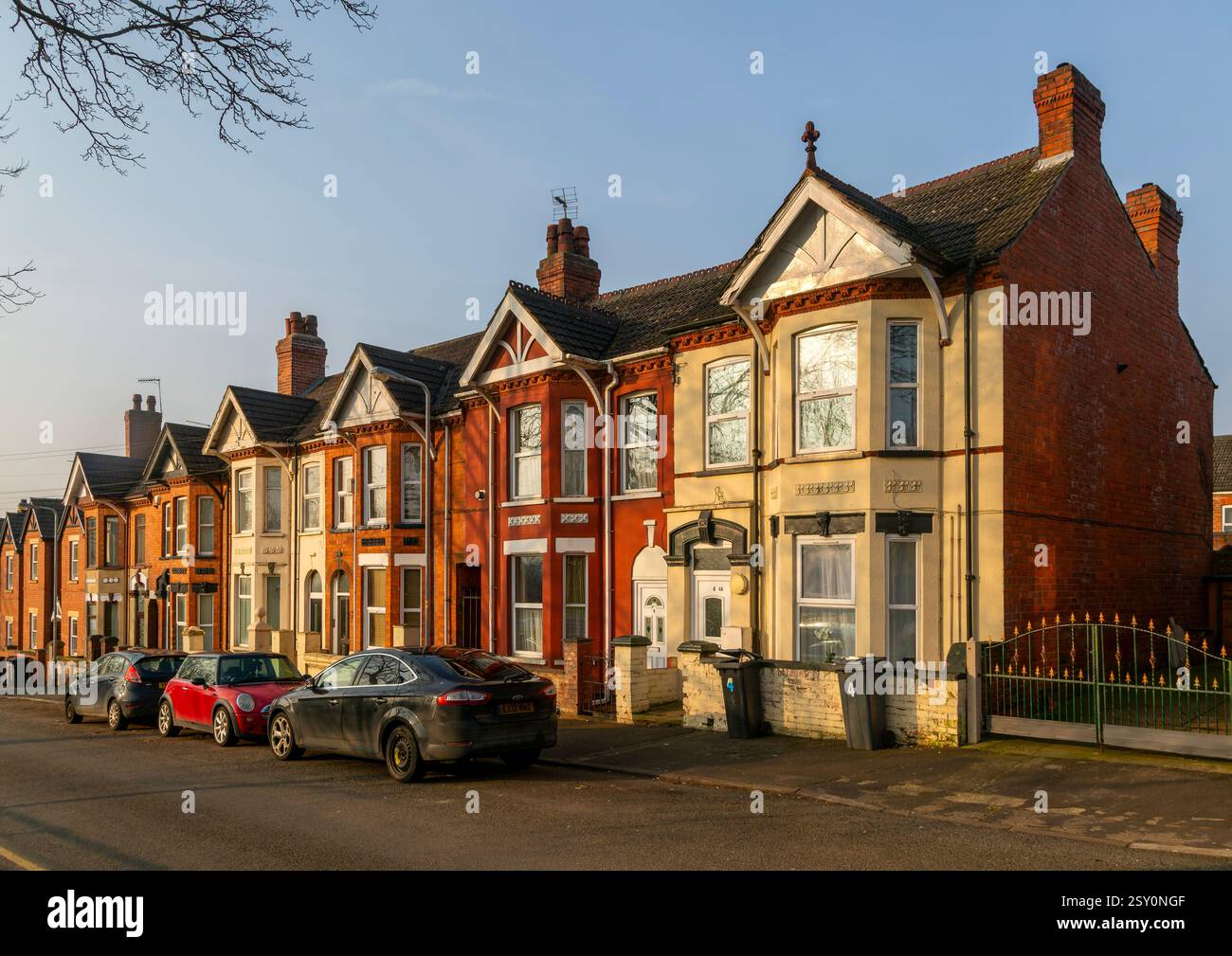 Terraced villas with bay windows front gardens, Tempest Street, inner ...
