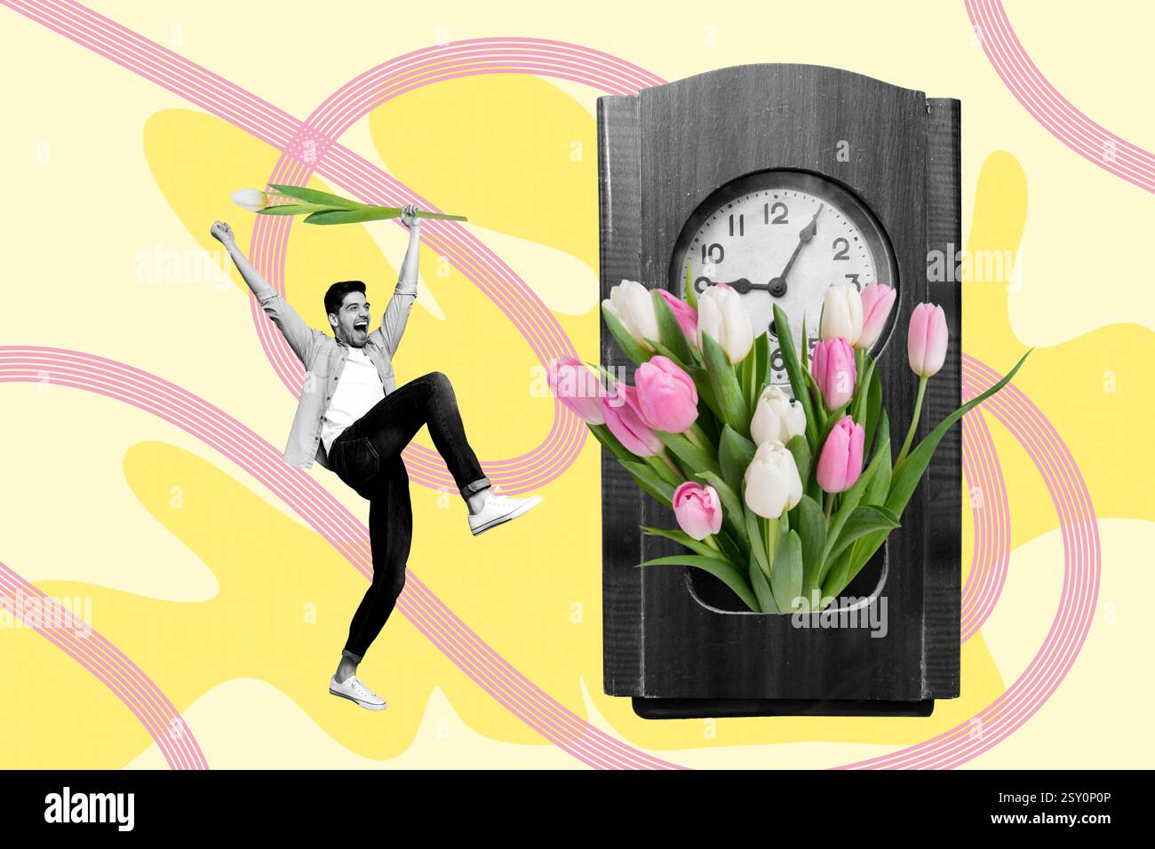 Trend artwork composite 3D photo collage of young man excited face ...