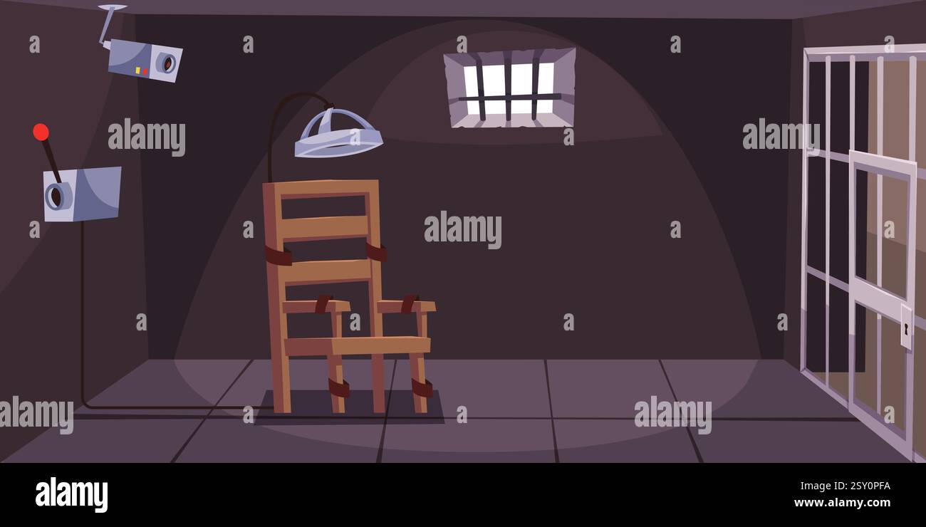 Electric chair in prison cell. Empty capital punishment for death ...