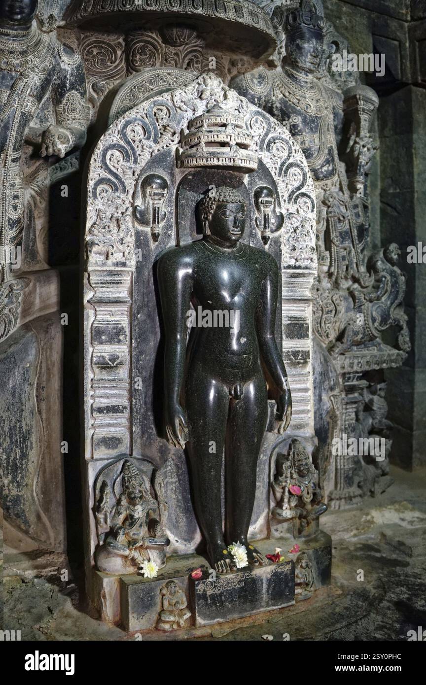 Neminath idol, brahma jinalaya temple, Karnataka, india, asia Stock ...