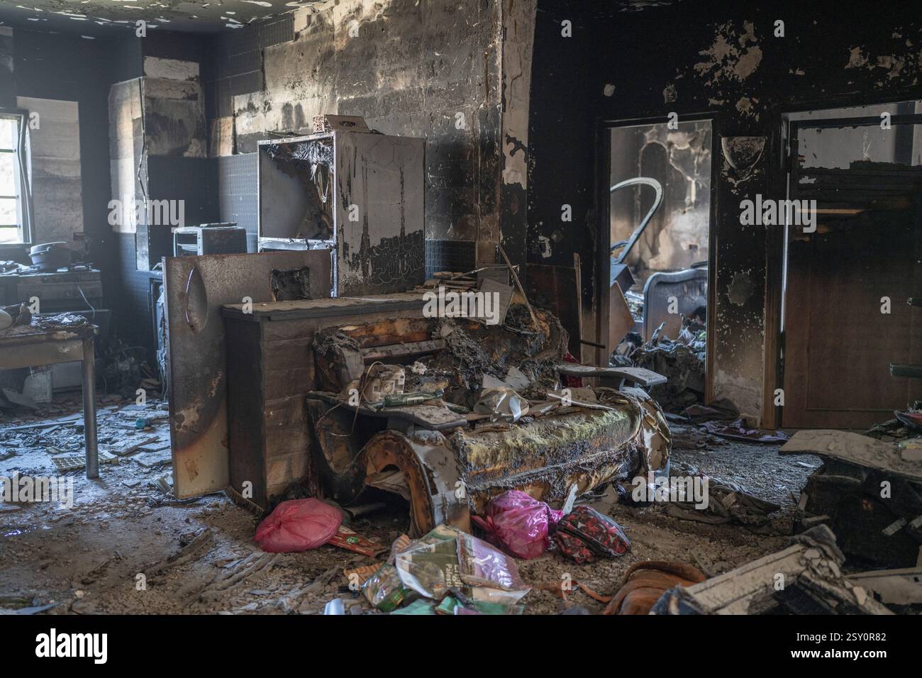 Qabatiya, Palestinian Territories. 26th Feb, 2025. A view of a burnt ...